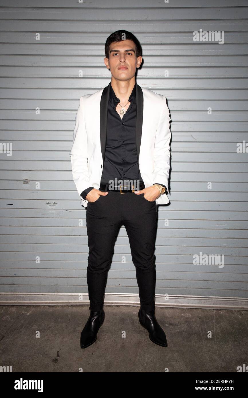 MIAMI, FL - AUG 29: Mexican regional artist Adriel Favela posses ...