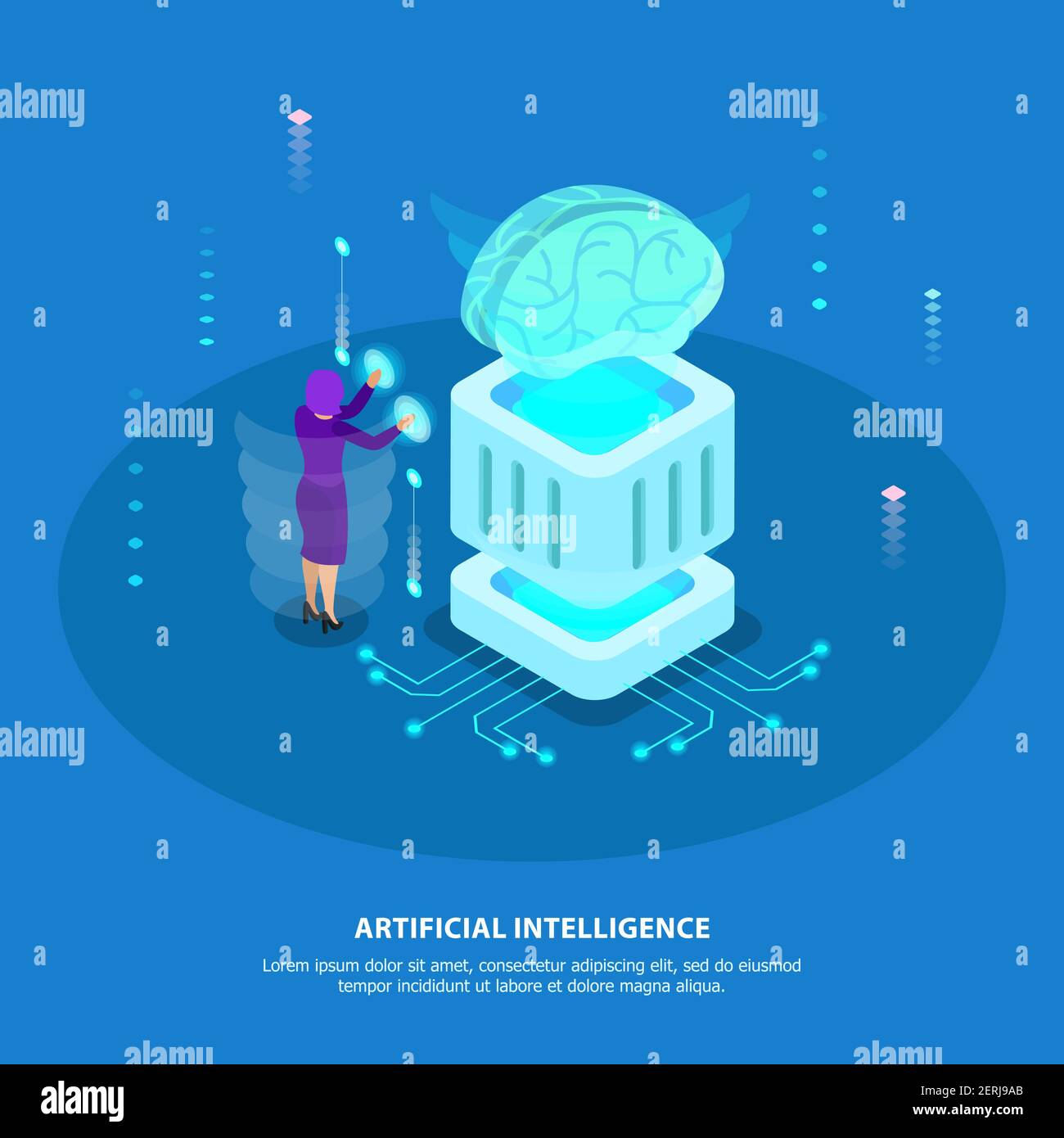 Artificial intelligence design concept with super computer chip and ...