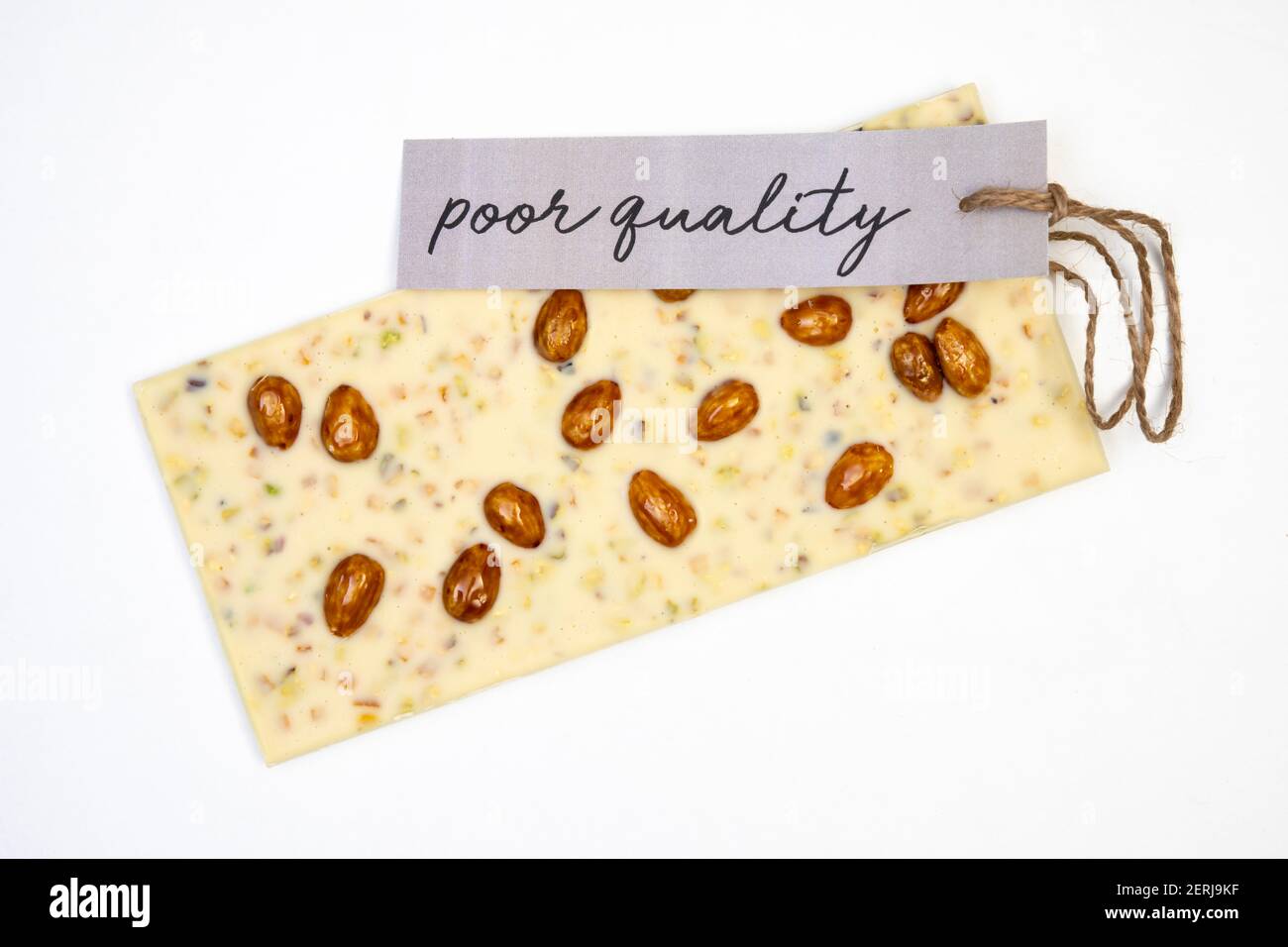 Sweet and delicious whole chocolate bar lies on white background with a ...