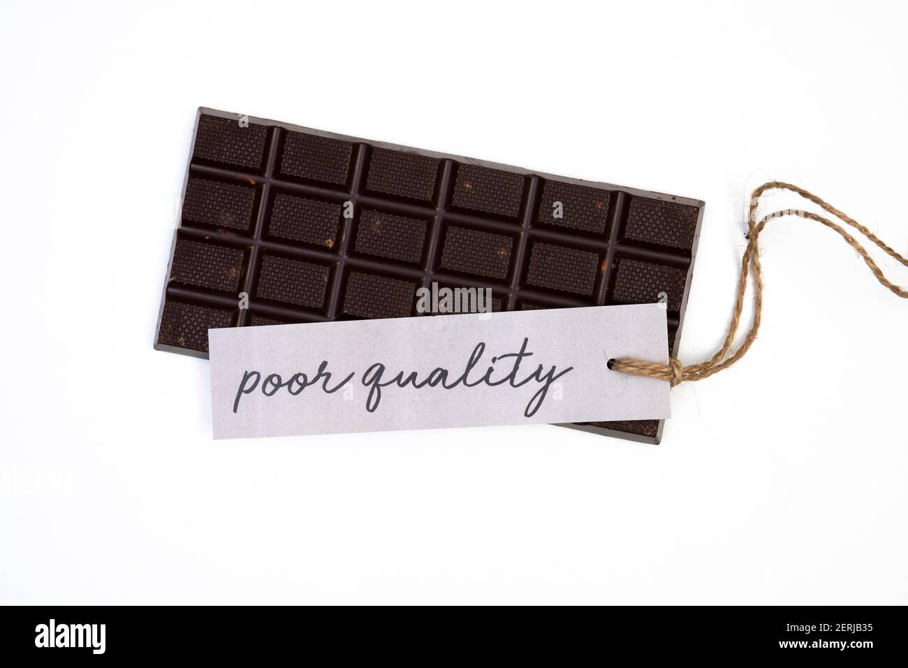 Sweet and delicious whole chocolate bar lies on white background with a ...