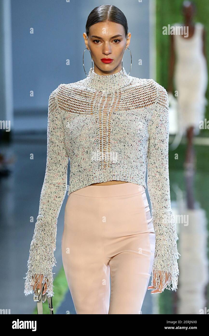 Model walks on the runway during the Cushnie Fashion Show during Spring ...