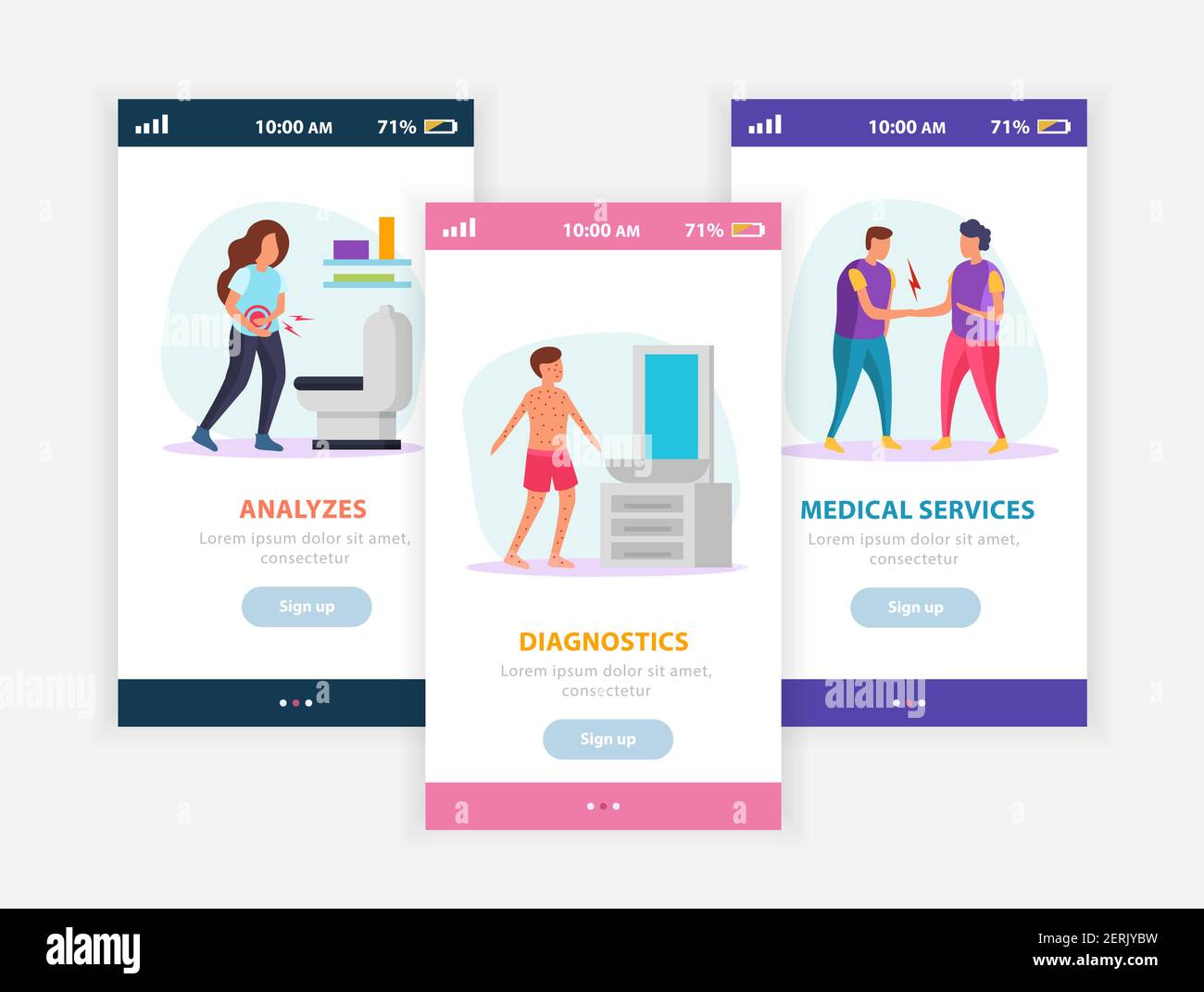 Medical services flat composition with mobile app on smartphone screens ...