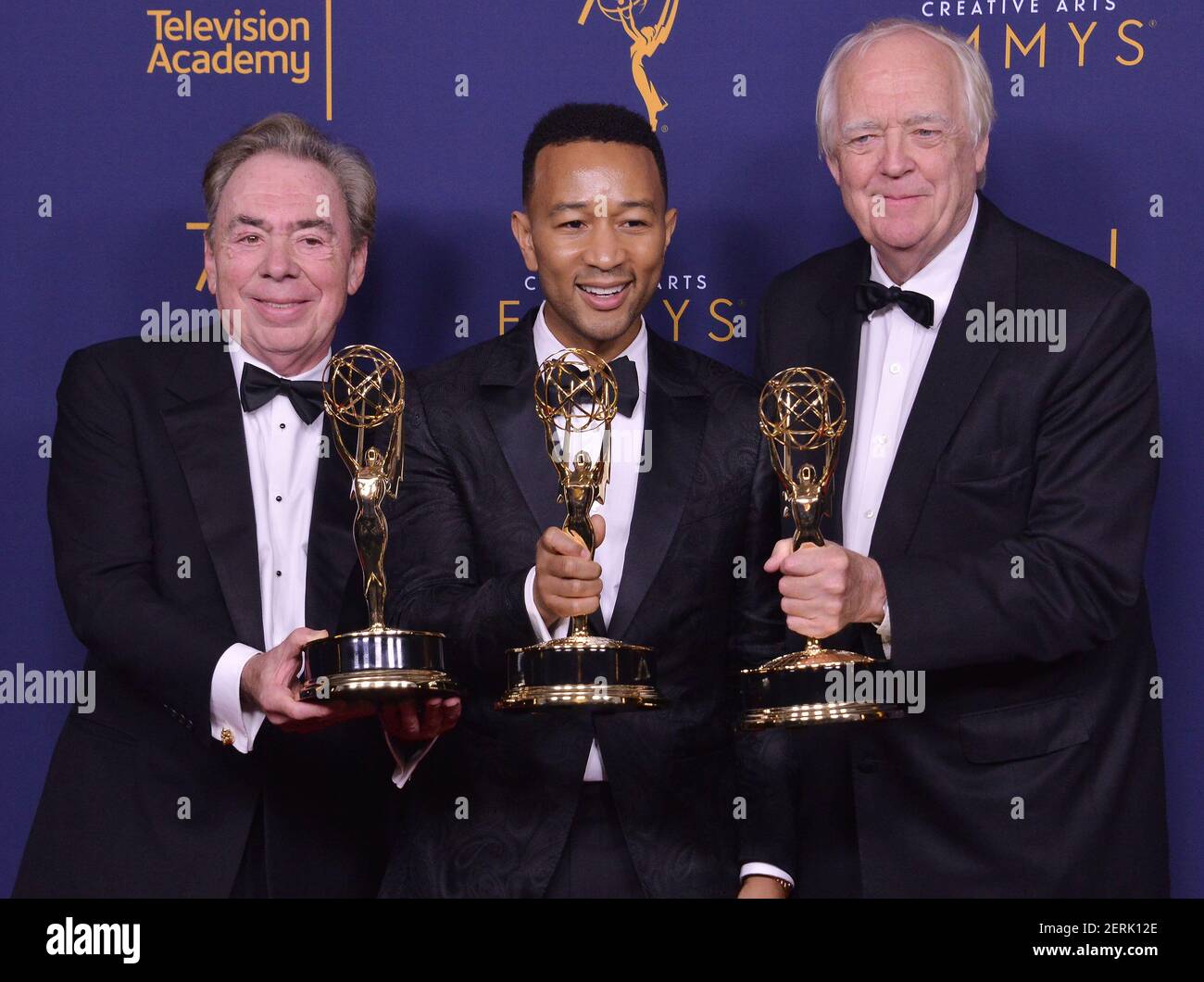 (L-R) Andrew Lloyd Webber, John Legend, and Tim Rice, winners of the ...