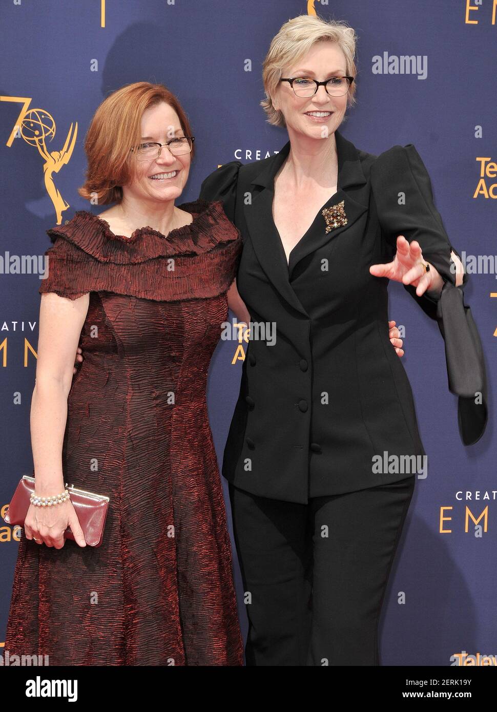 Jennifer Cheyene and Jane Lynch arrives at the 2018 Creative Arts Emmy ...