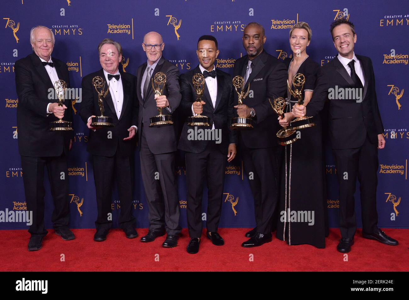 Tim Rice, left, Andrew Lloyd Webber, Neil Meron, John Legend, Mike ...