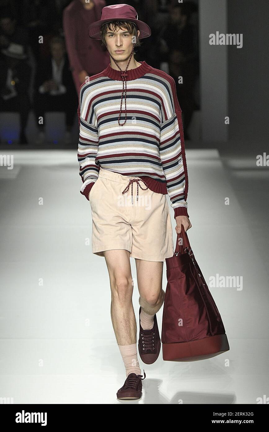 Dylan Fender walks on the runway during the Boss fashion show during ...