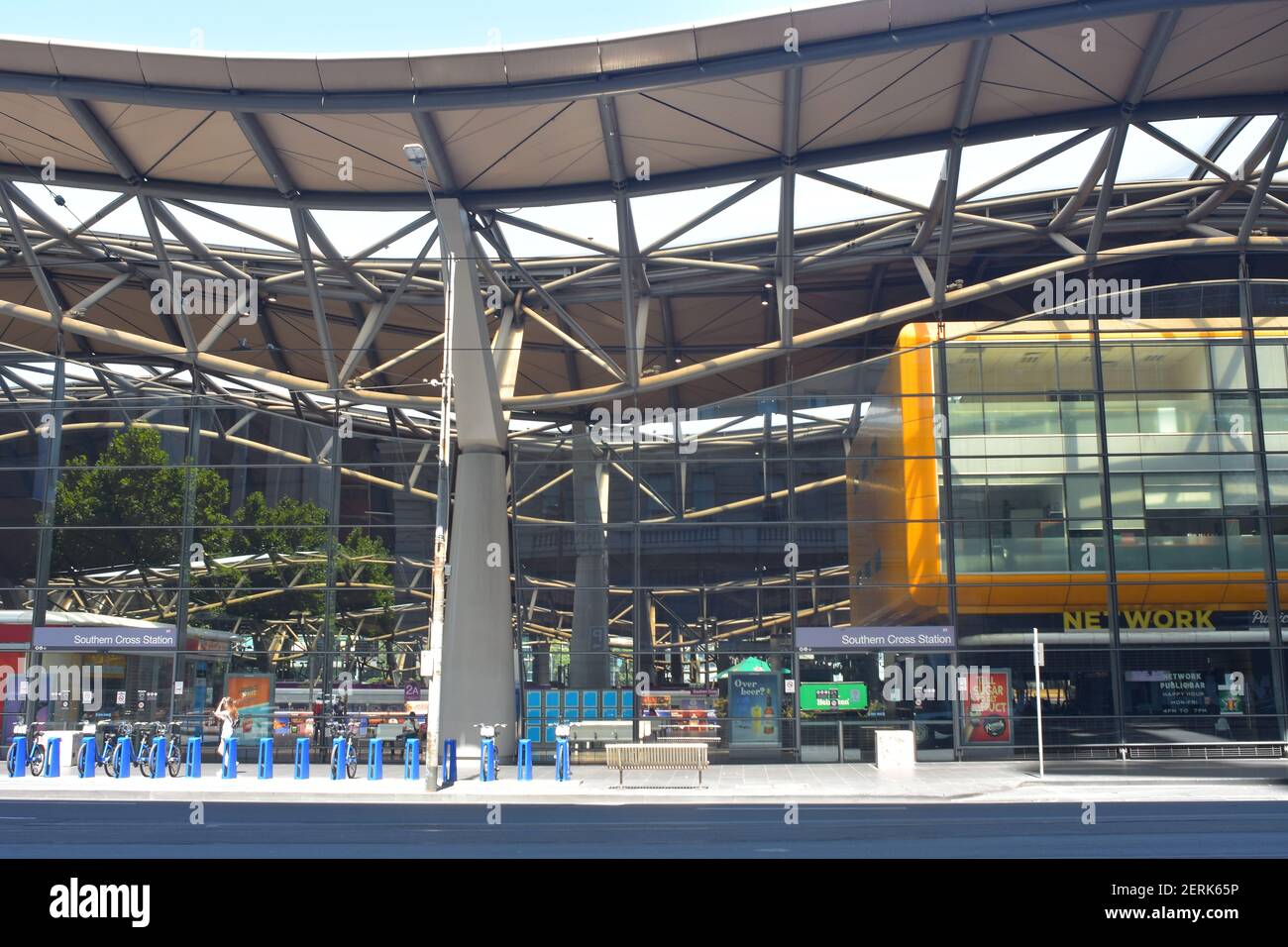 Facade of Southern Cross Railway Station famous for its truss design in ...