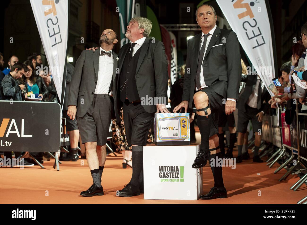Javier Cansado, Javier Coronas and Pepe Colubi attends to orange carpet ...