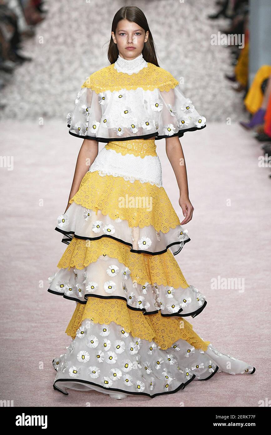 Model Mathilde Henning walks on the runway during the Carolina Herrera ...