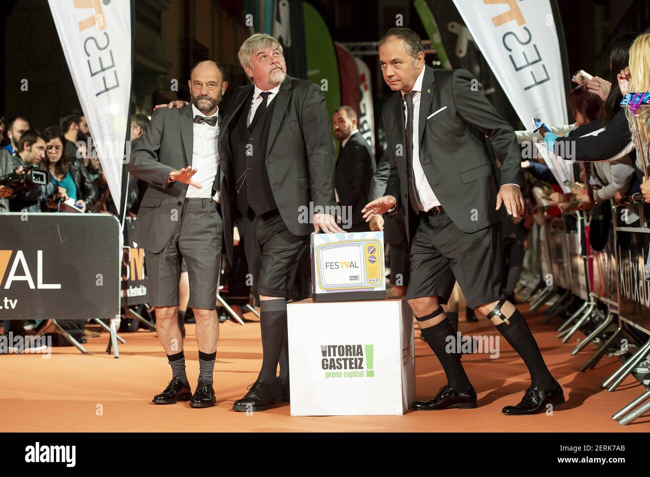 Javier Cansado, Javier Coronas and Pepe Colubi attends to orange carpet ...