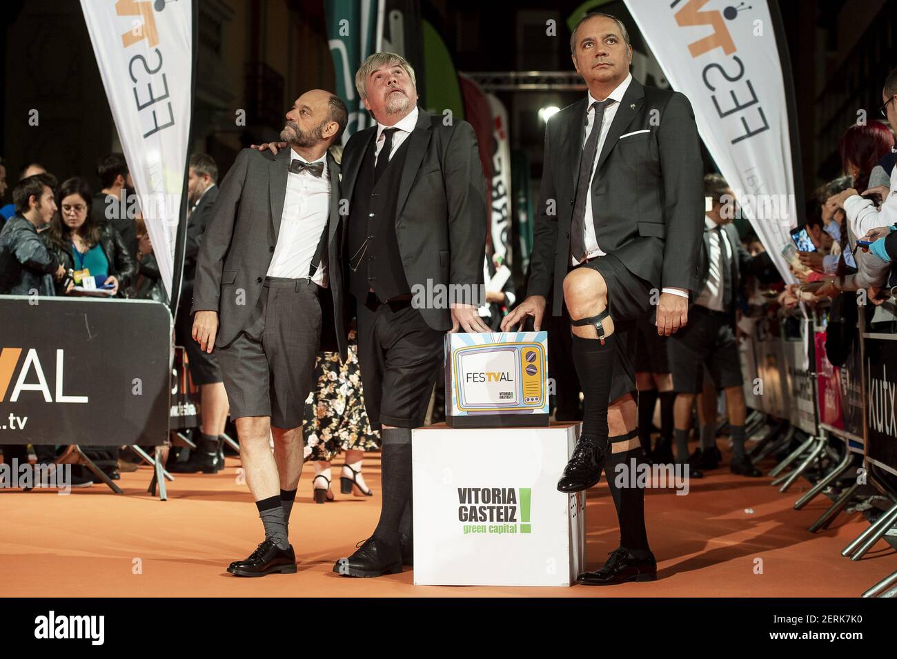 Javier Cansado, Javier Coronas and Pepe Colubi attends to orange carpet ...