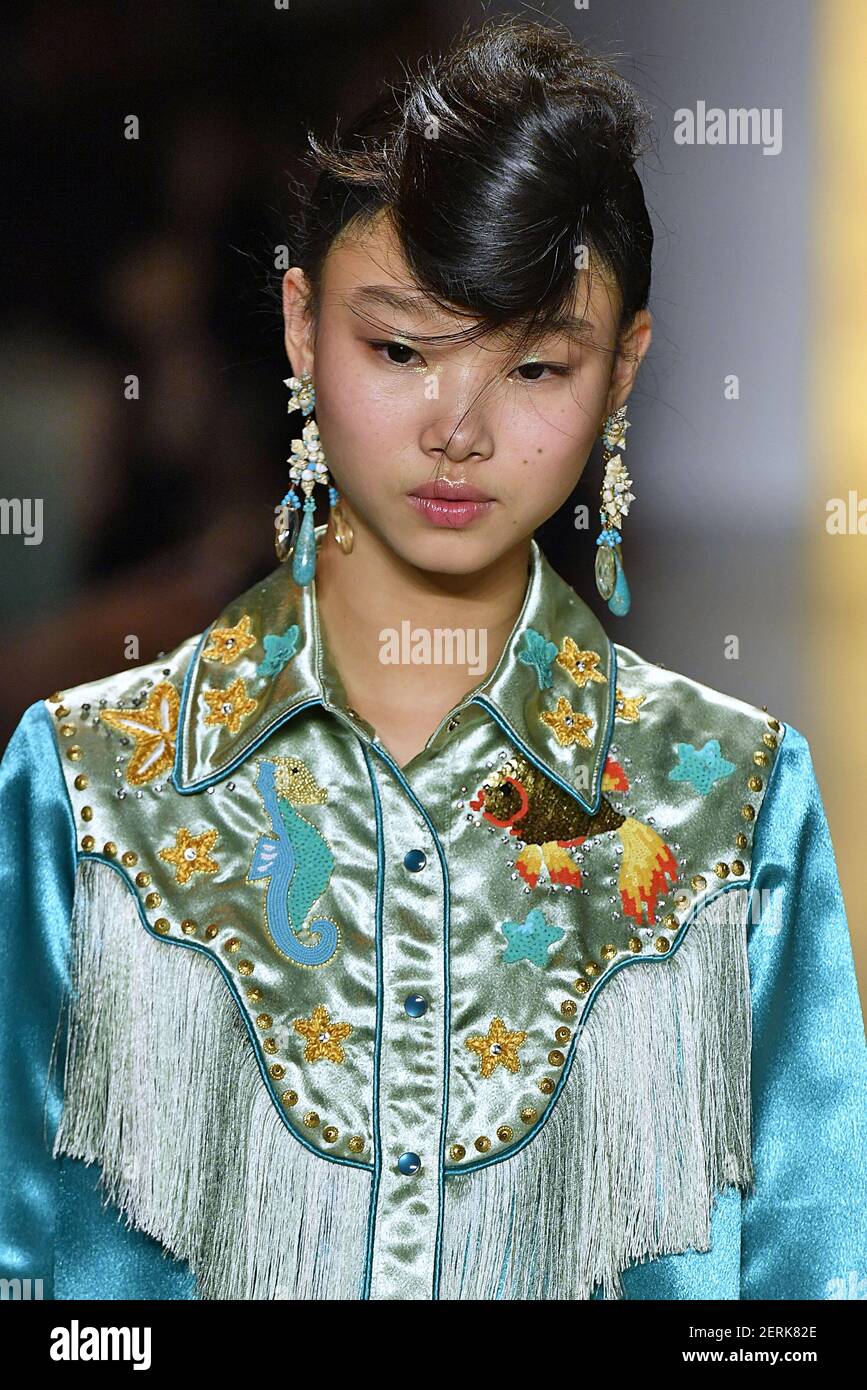 Yoon Young Bae walks on the runway during the Anna Sui New York fashion ...
