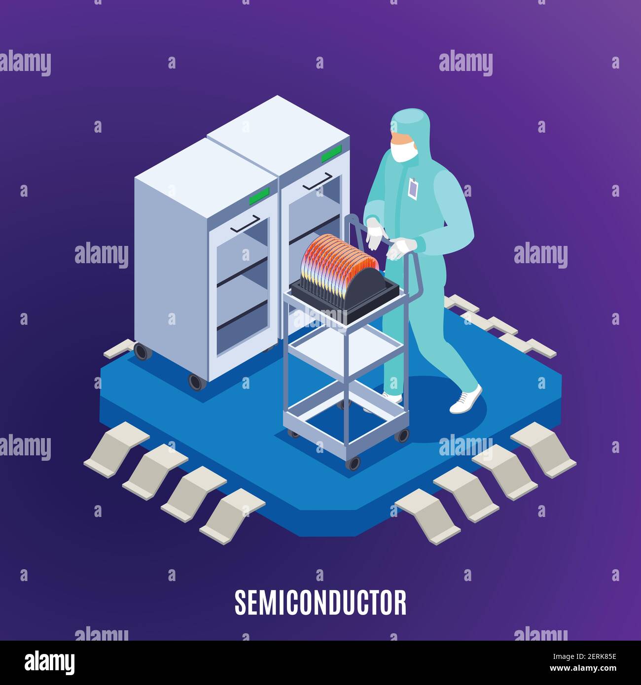 Semicondoctor isometric concept with technology and laboratory uniform ...