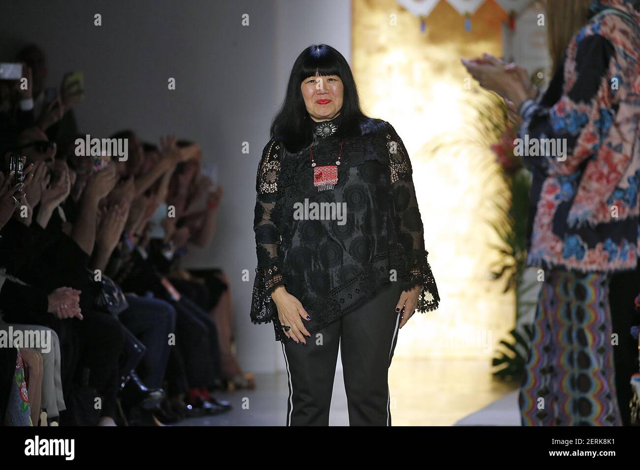 Designer Anna Sui on the runway during the Anna Sui New York Fashion ...