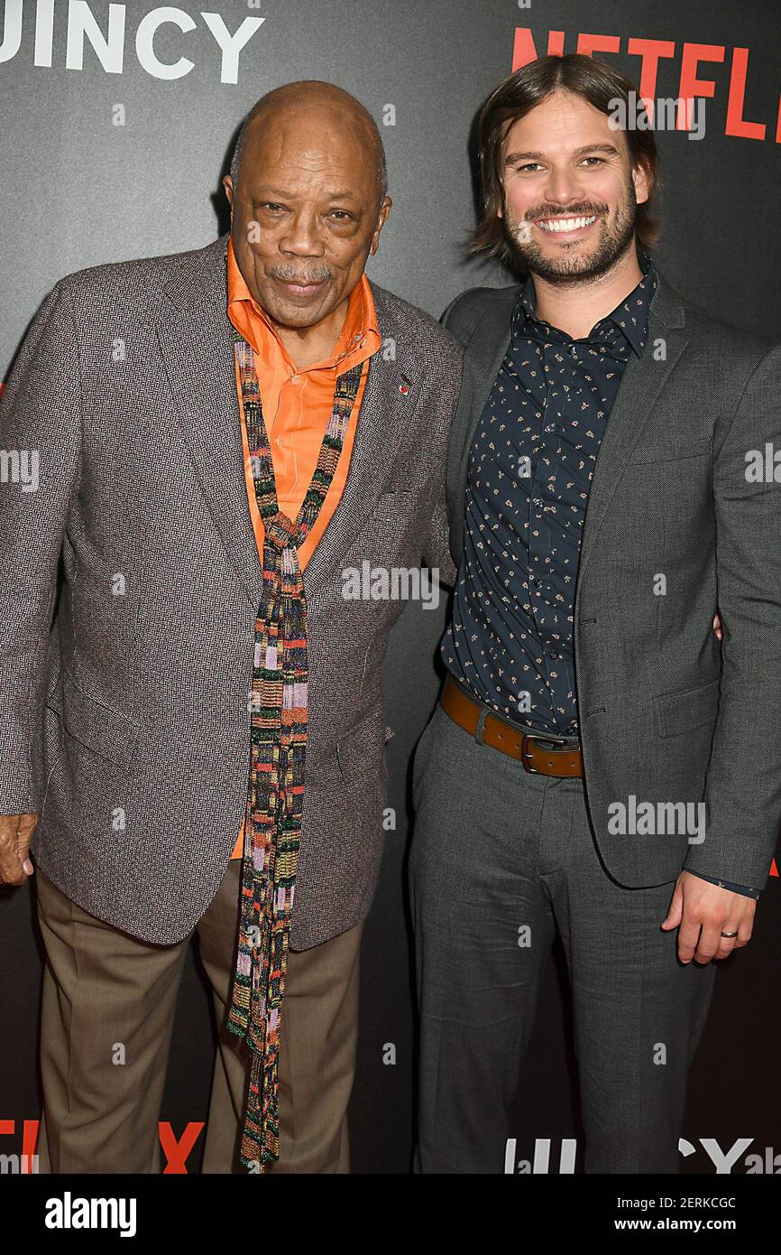 Quincy Jones and director Alan Hicks attend the Netflix movie "Quincy ...