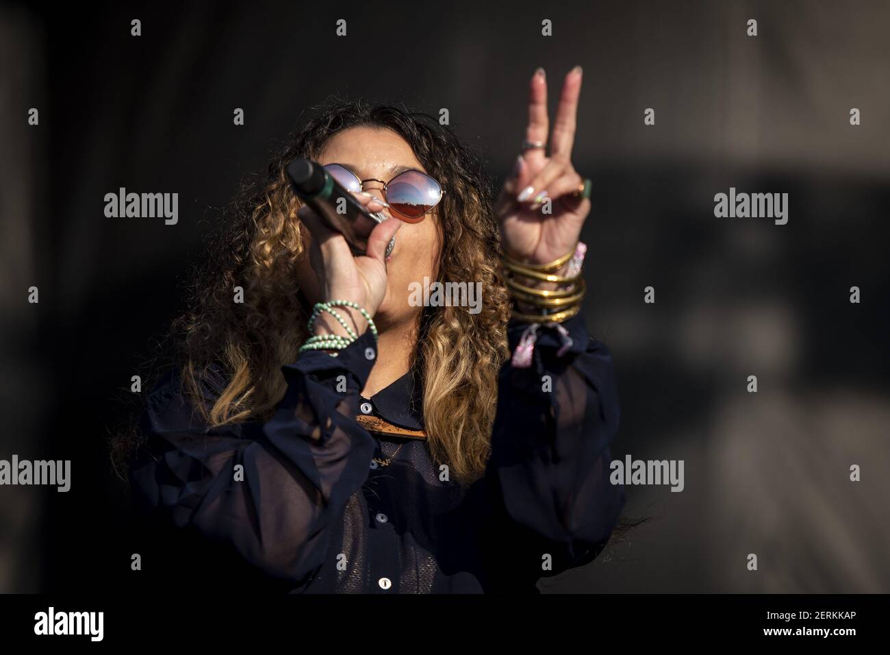Ladybug Mecca of Digable Planets performs in Douglas Park during Riot ...