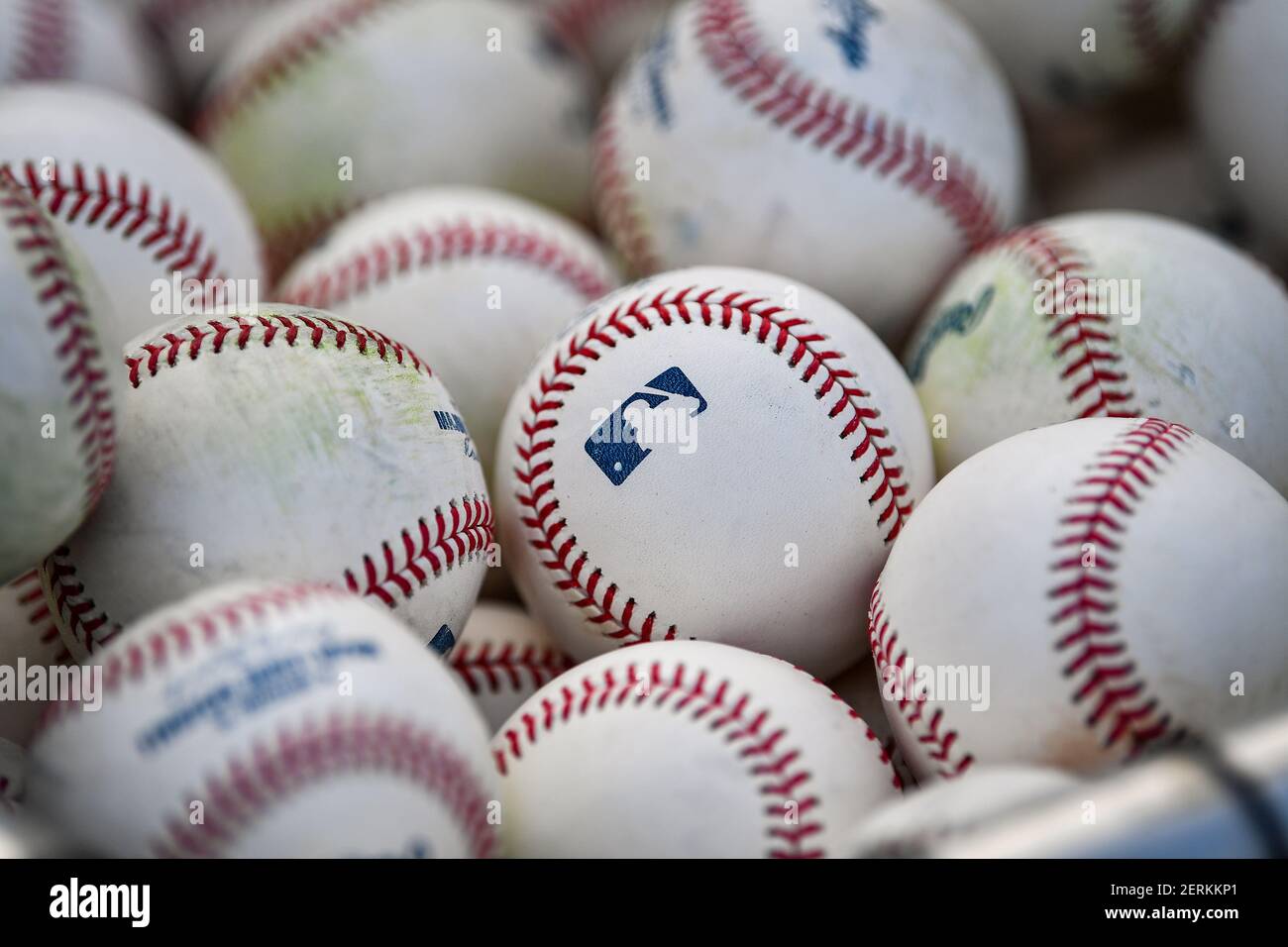 September 14, 2018: Warm up balls before the MLB game between the ...