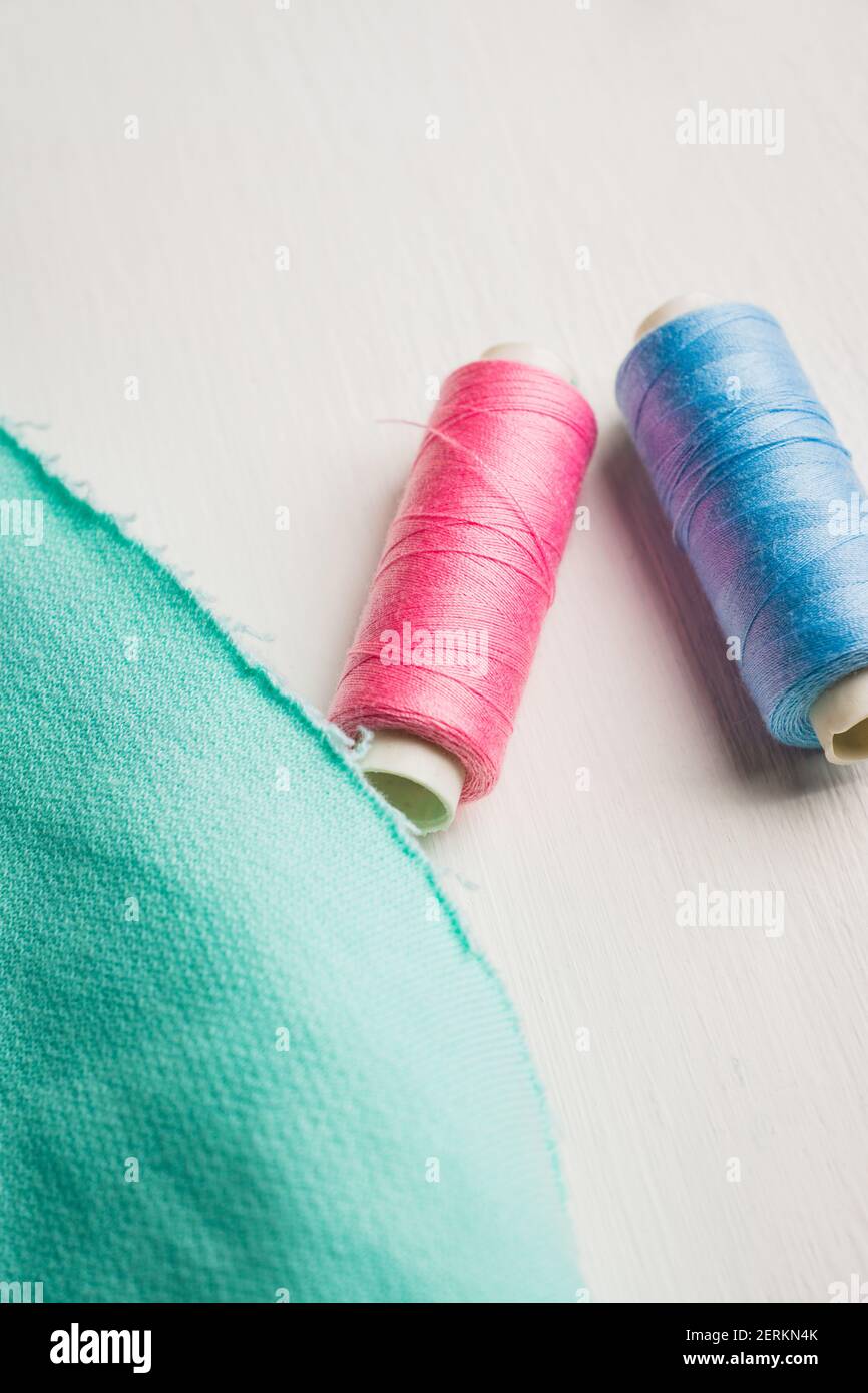 Sewing background with tailor equipment Stock Photo - Alamy