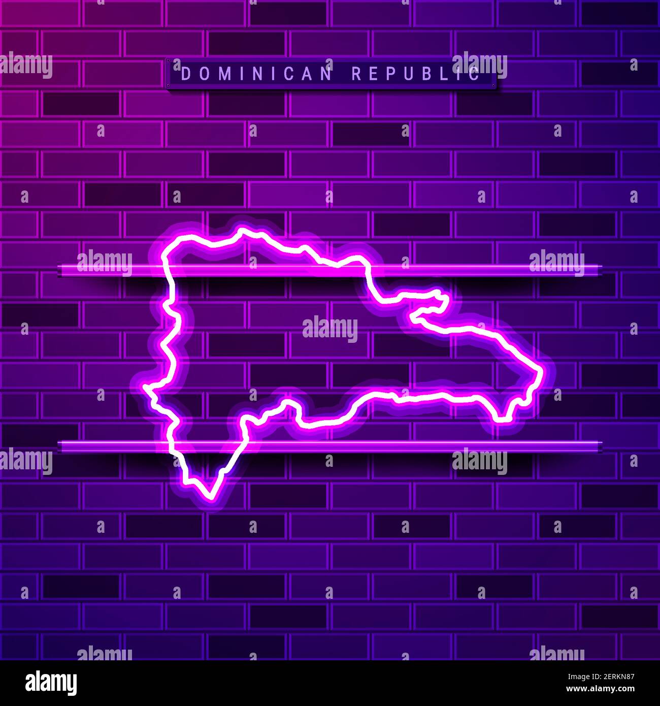 Dominican Republic map glowing neon lamp sign. Realistic vector ...