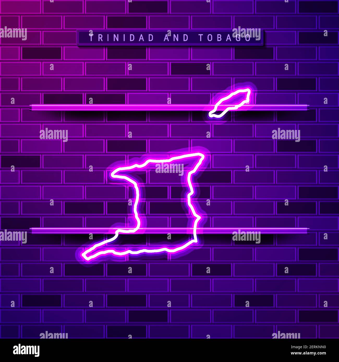 Trinidad and Tobago map glowing neon lamp sign. Realistic vector ...