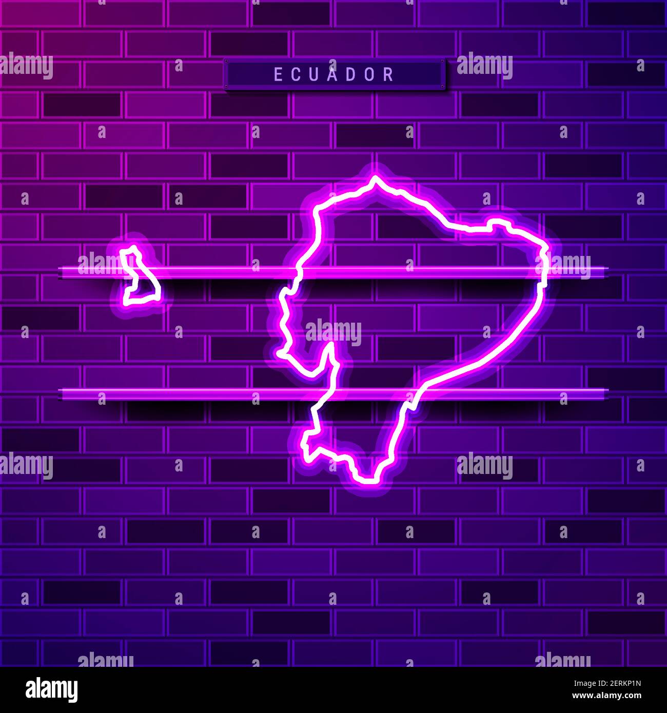 Ecuador map glowing neon lamp sign. Realistic vector illustration ...
