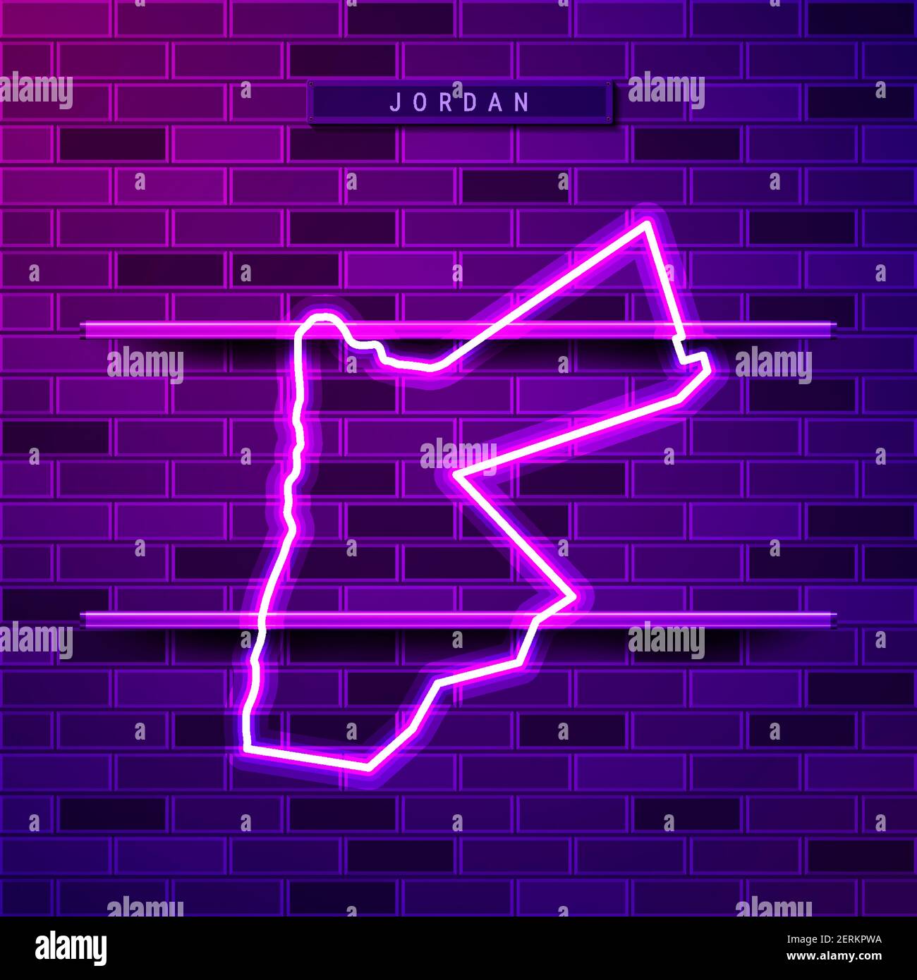 Jordan map glowing neon lamp sign. Realistic vector illustration ...
