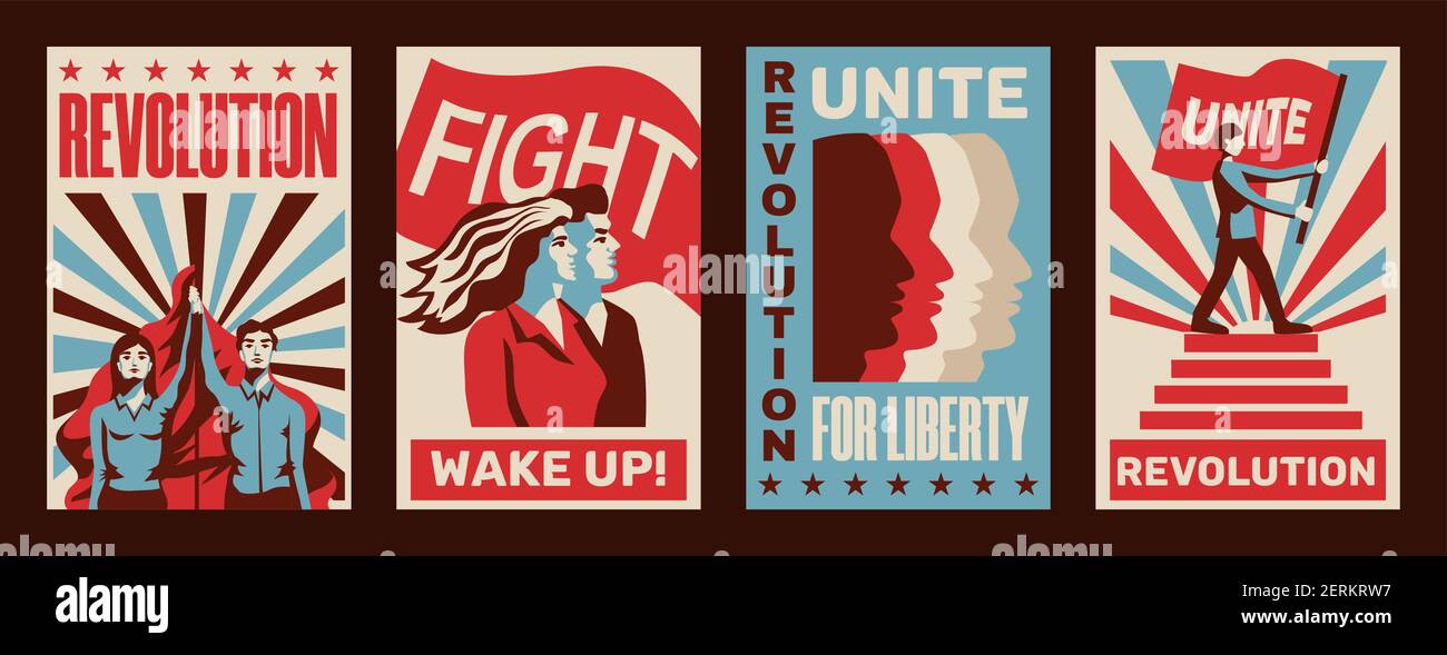 Revolution 4 promoting constructivist posters set with calls for strike ...