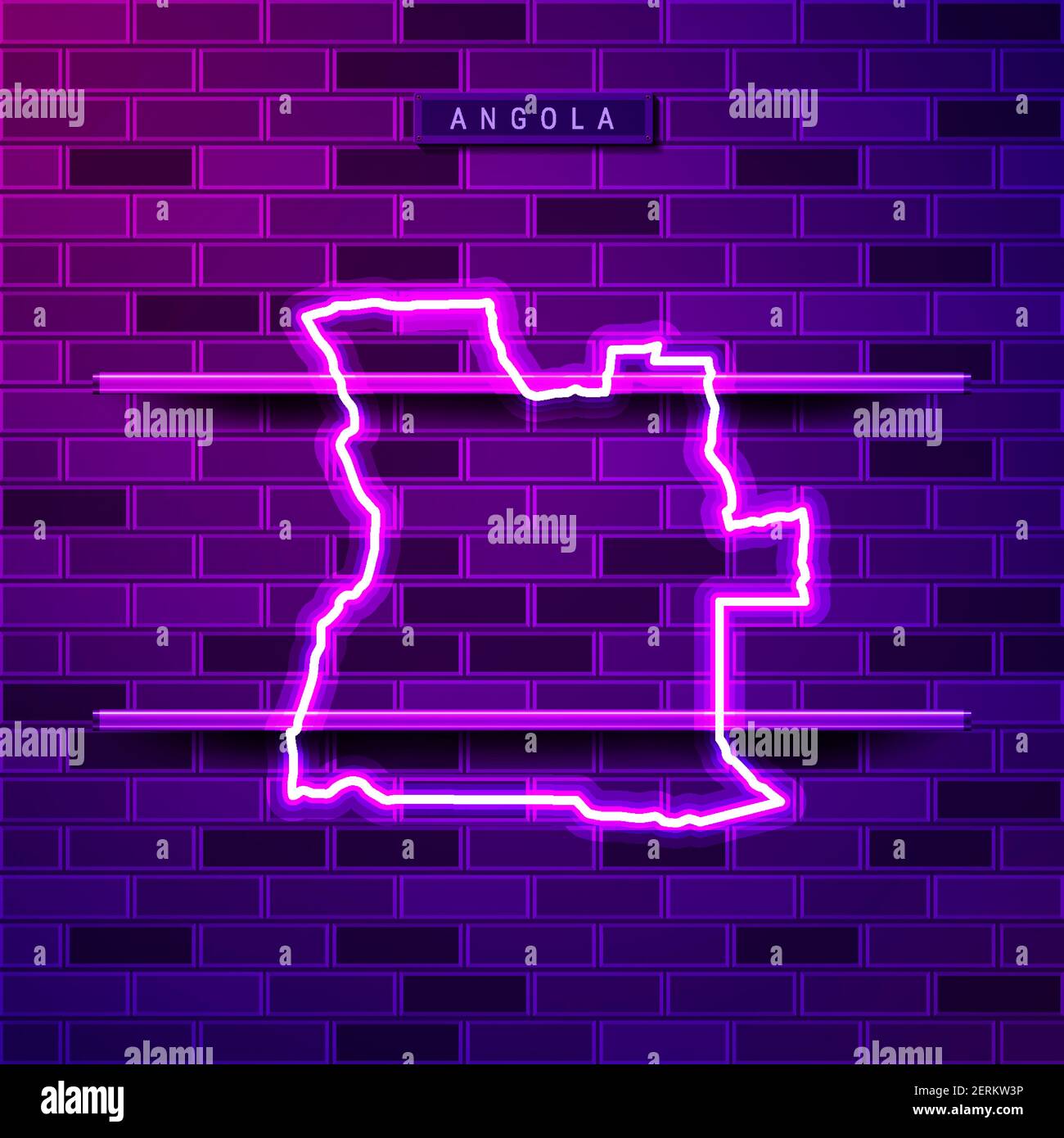 Angola map glowing neon lamp sign. Realistic vector illustration ...