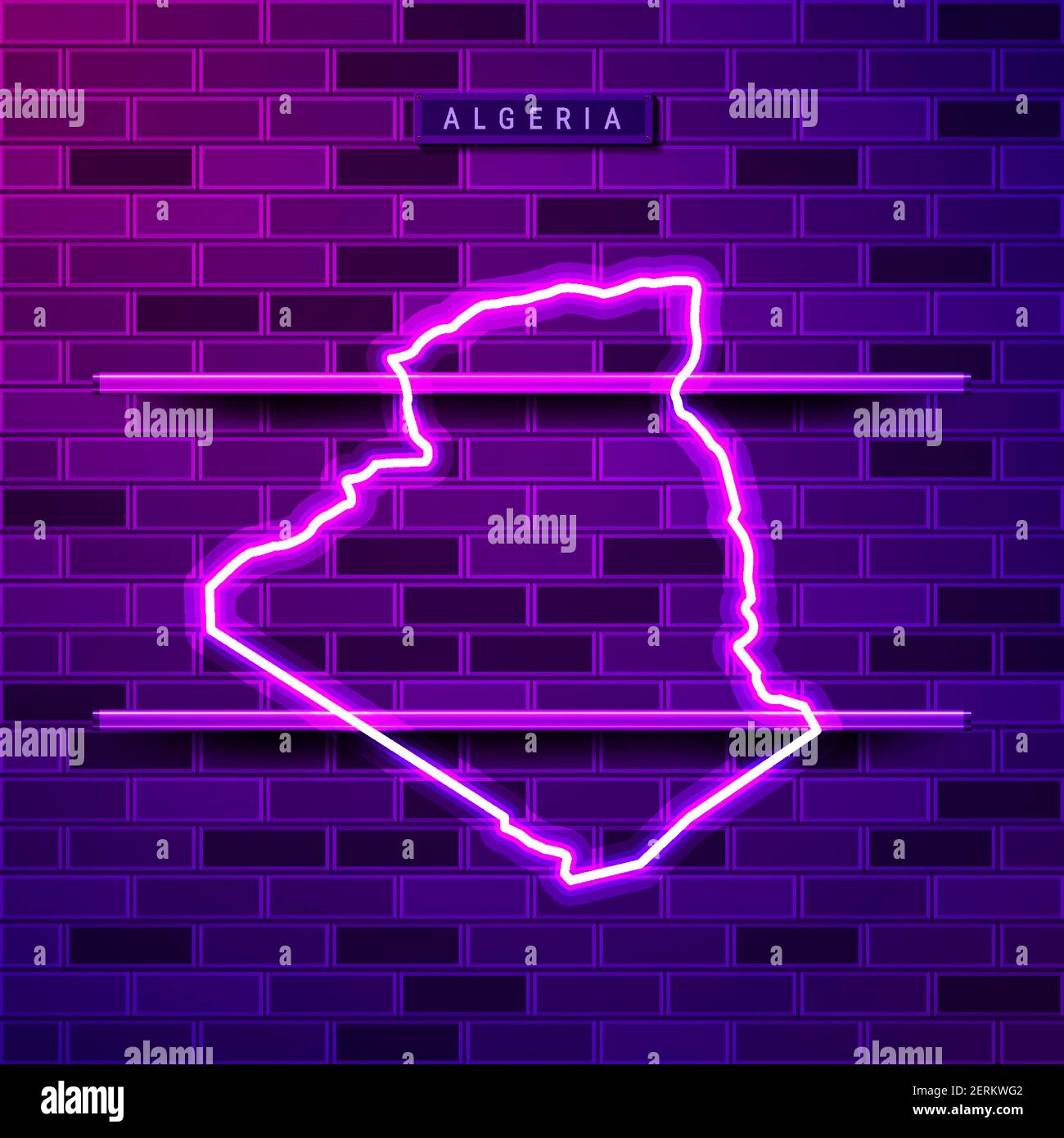 Algeria map glowing neon lamp sign. Realistic vector illustration ...