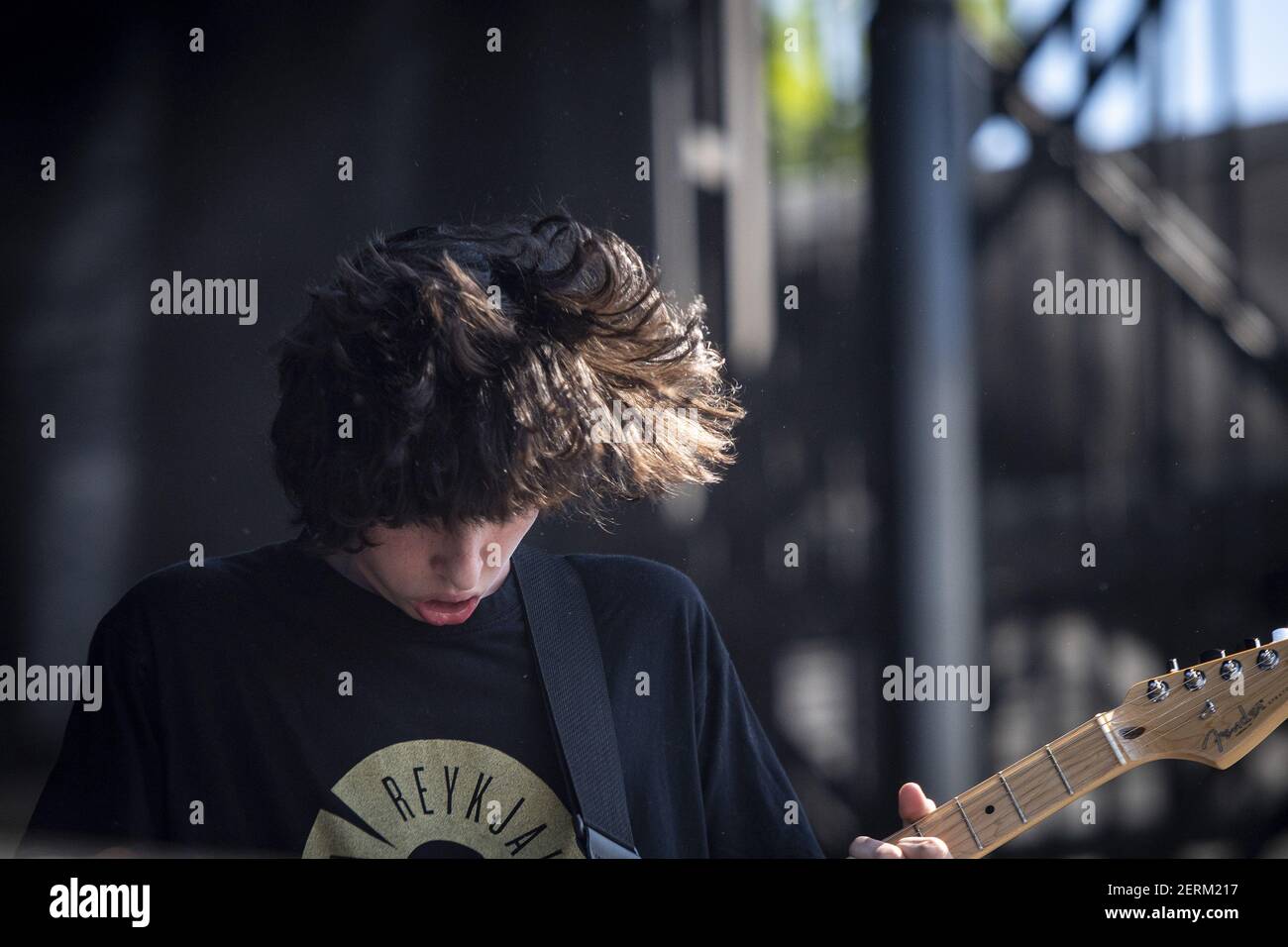 Finn Wolfhard of Calpurnia performs in Douglas Park during Riot Fest ...