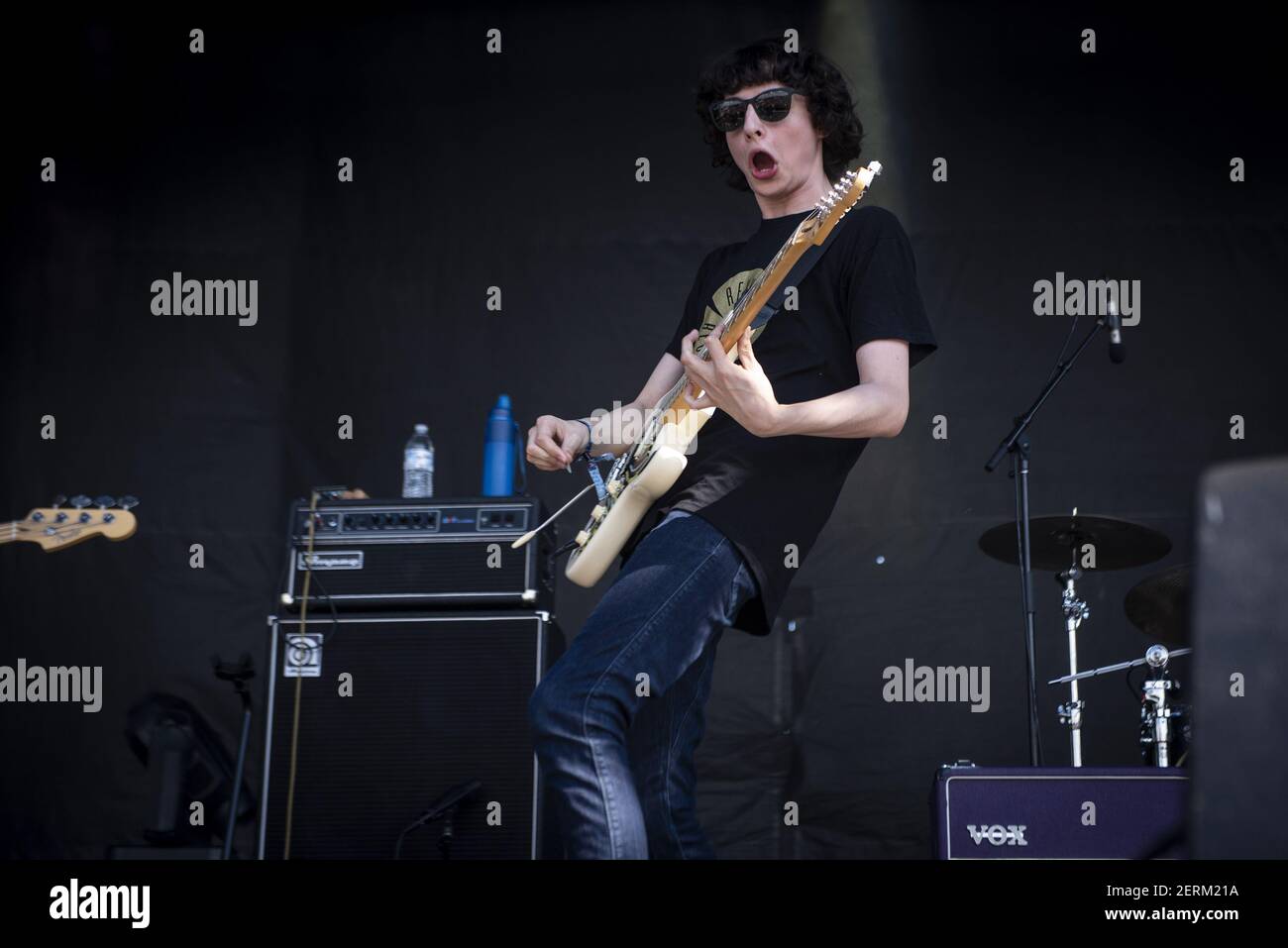 Finn Wolfhard of Calpurnia performs in Douglas Park during Riot Fest ...