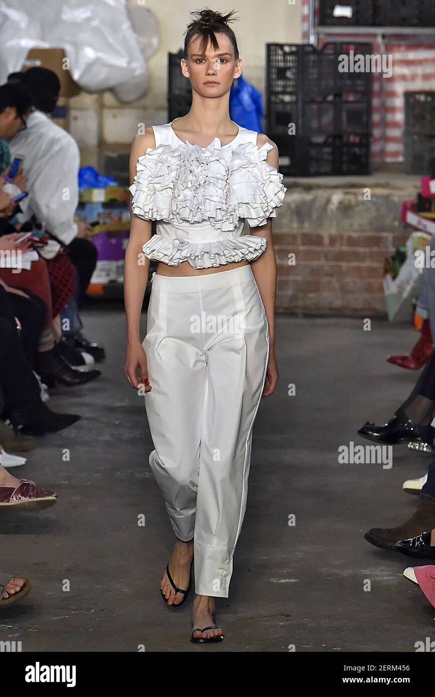 Model walks on the runway during the Molly Goddard London Fashion Week ...
