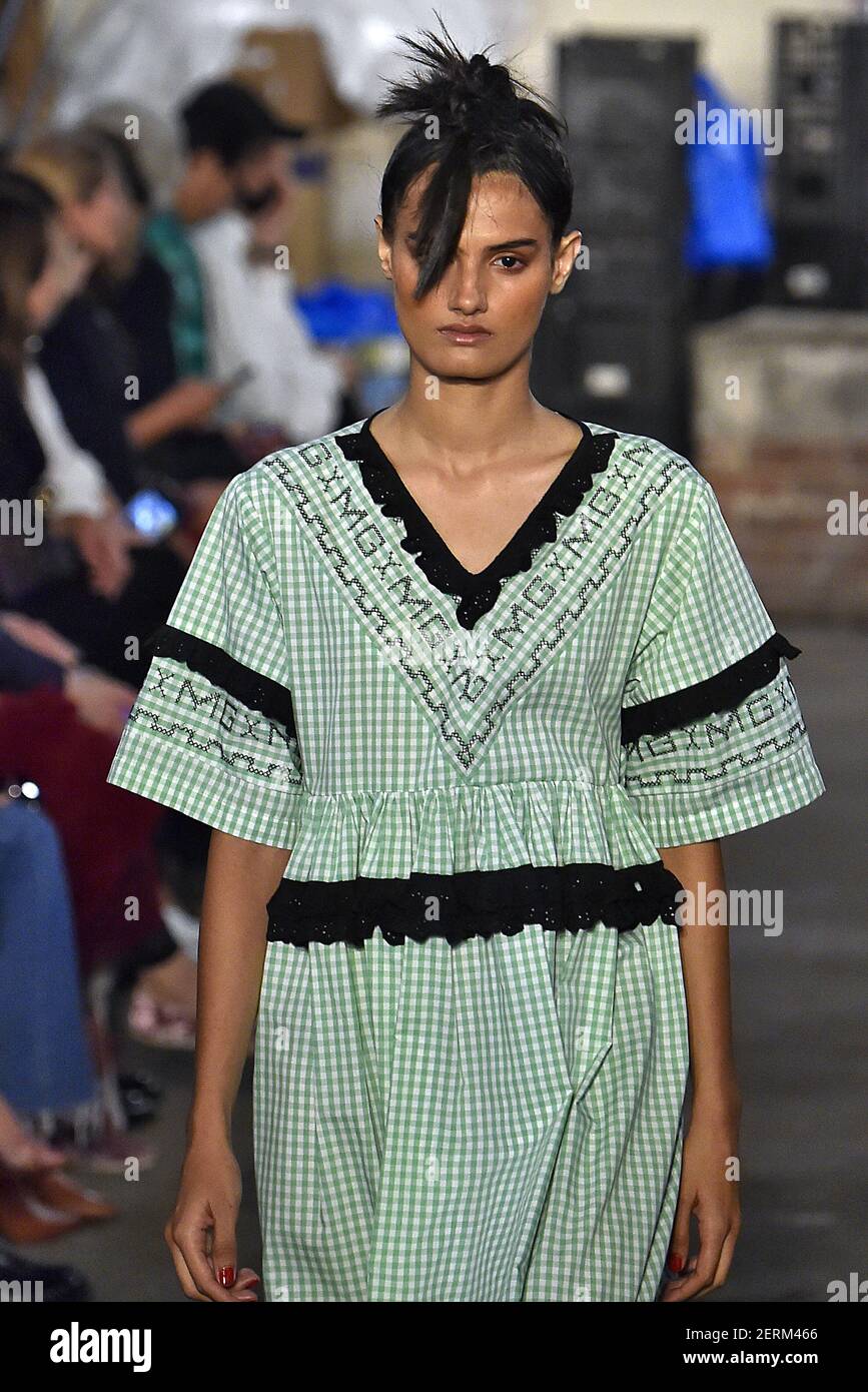 Model walks on the runway during the Molly Goddard London Fashion Week ...