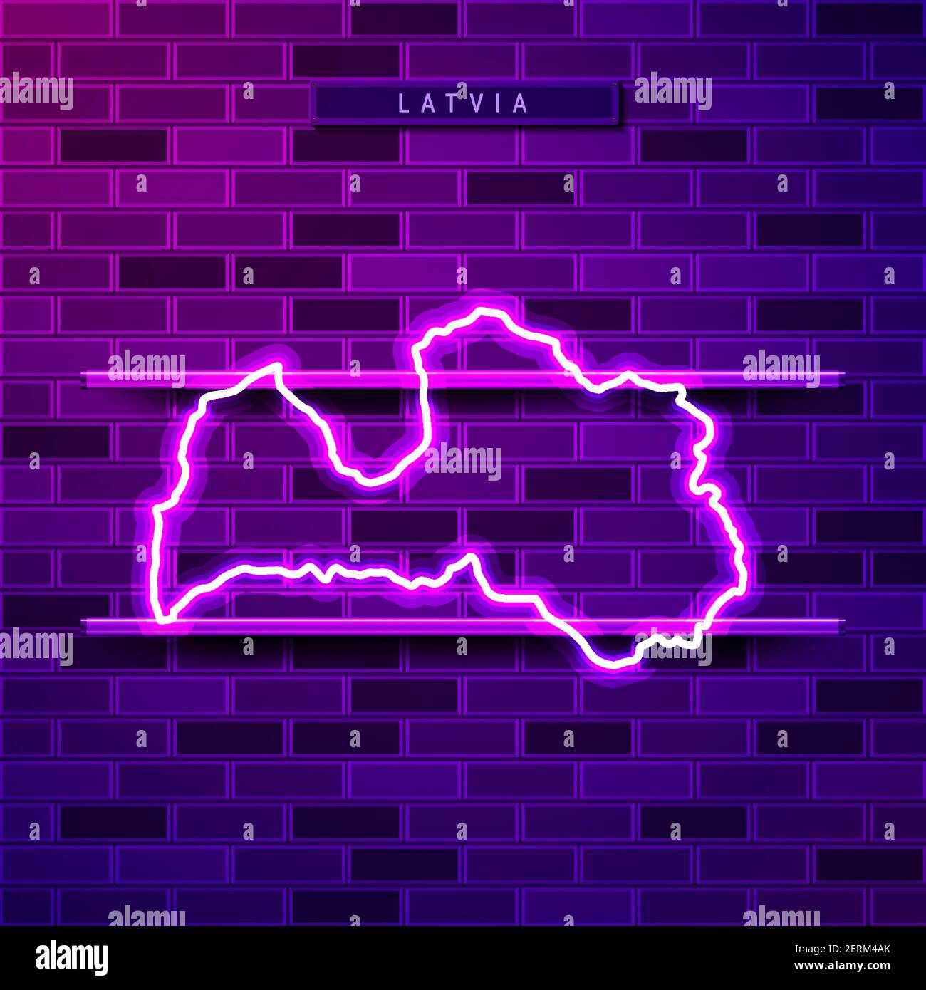 Latvia map glowing neon lamp sign. Realistic vector illustration ...