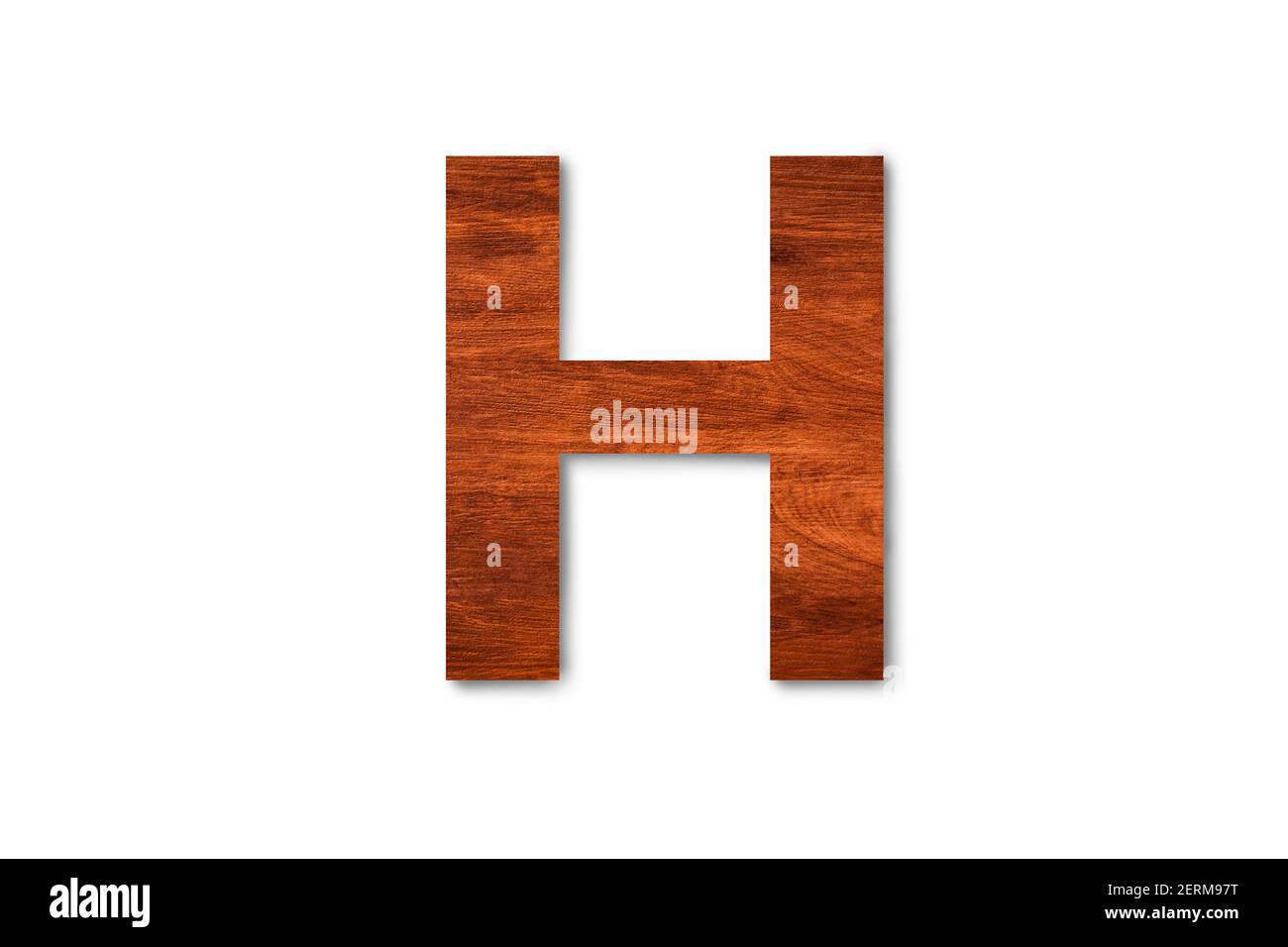 Modern wooden alphabet letter H isolated on white background with ...