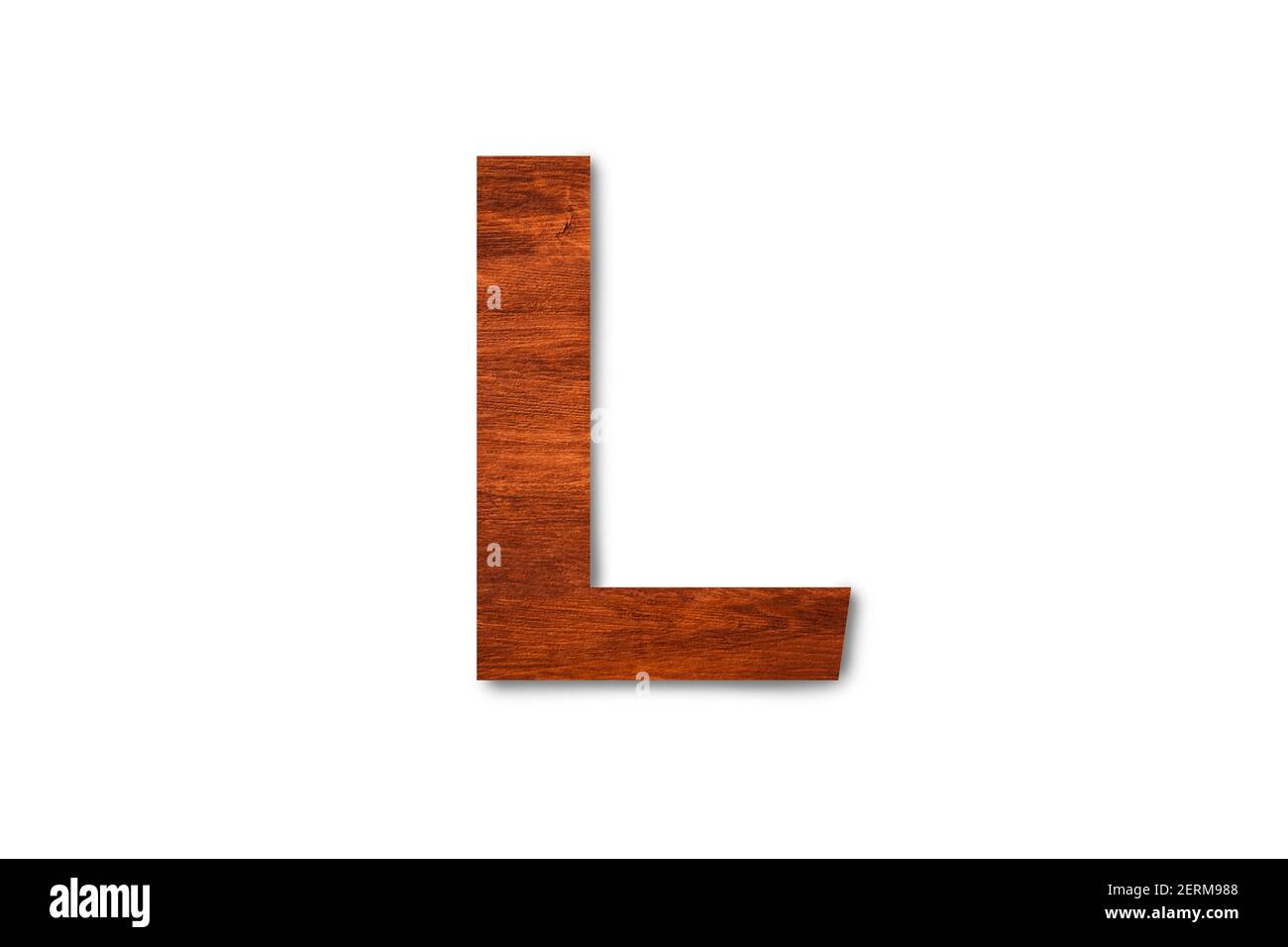 Modern wooden alphabet letter L isolated on white background with ...