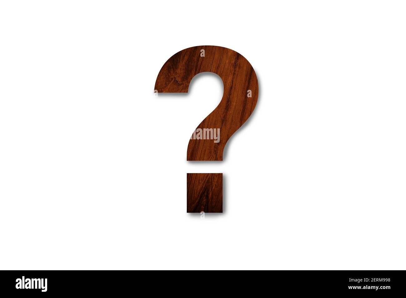 Dark wood texture question mark symbol isolated on white background ...