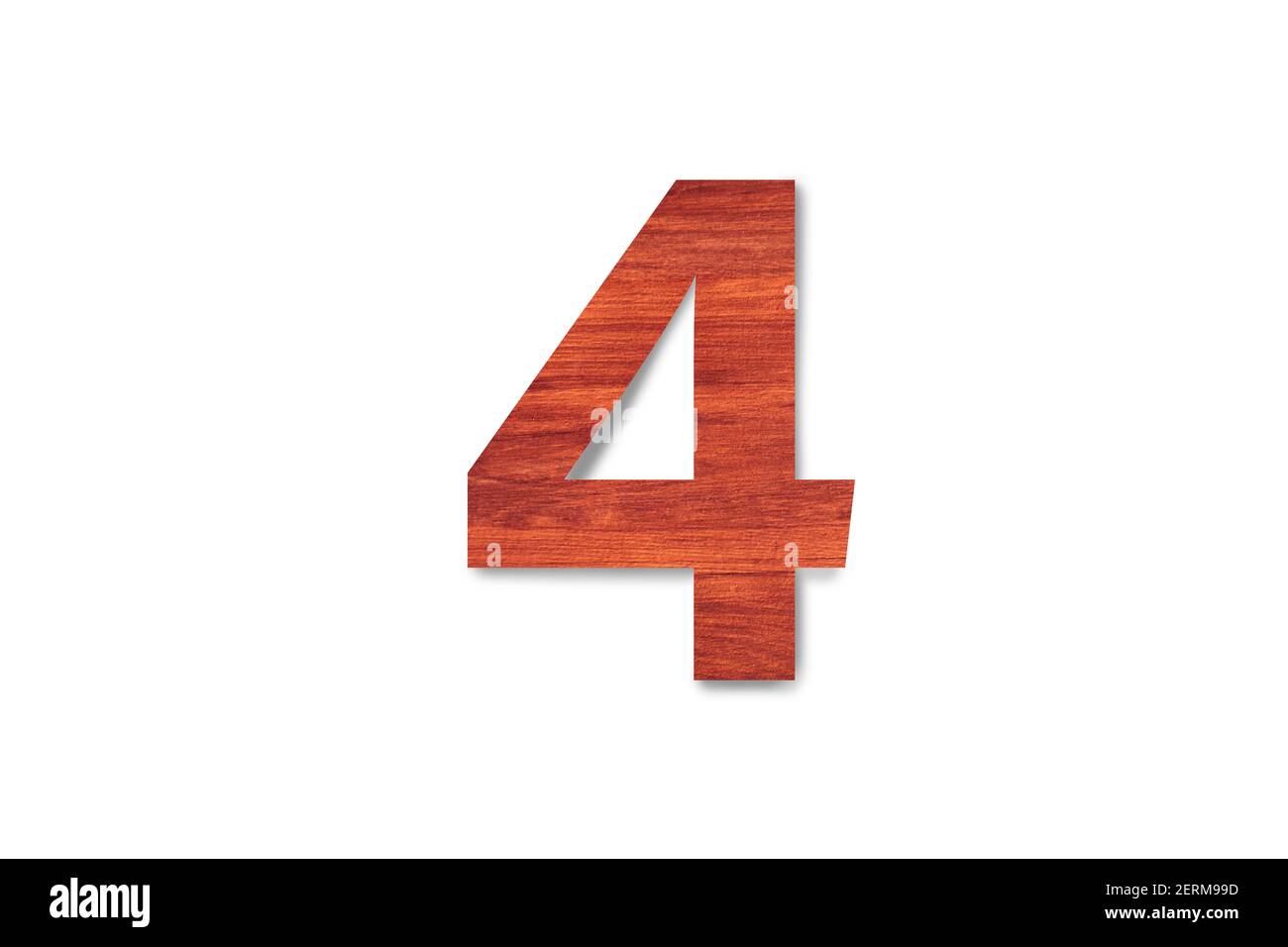 Beautiful Sign number four material wood isolated on white background ...