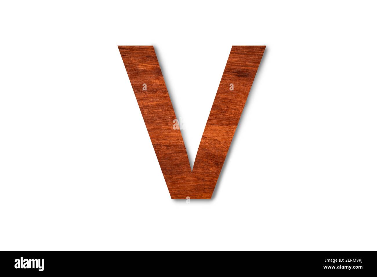 Modern wooden alphabet letter V isolated on white background with ...