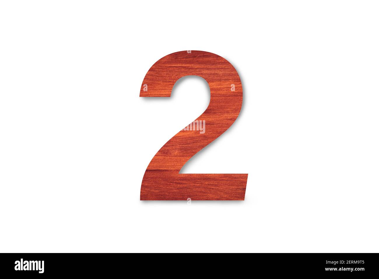 Beautiful Sign number two material wood isolated on white background ...