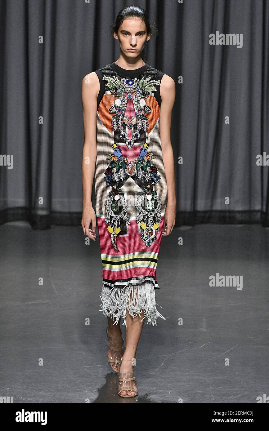 Model Cyrielle Lalande walks on the runway during the Mary Katrantzou ...