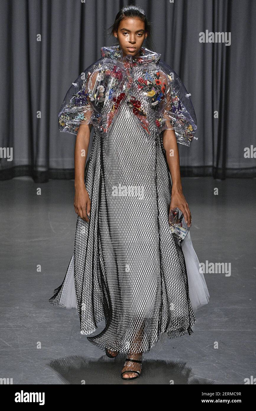 Model Alyssa Traore walks on the runway during the Mary Katrantzou ...