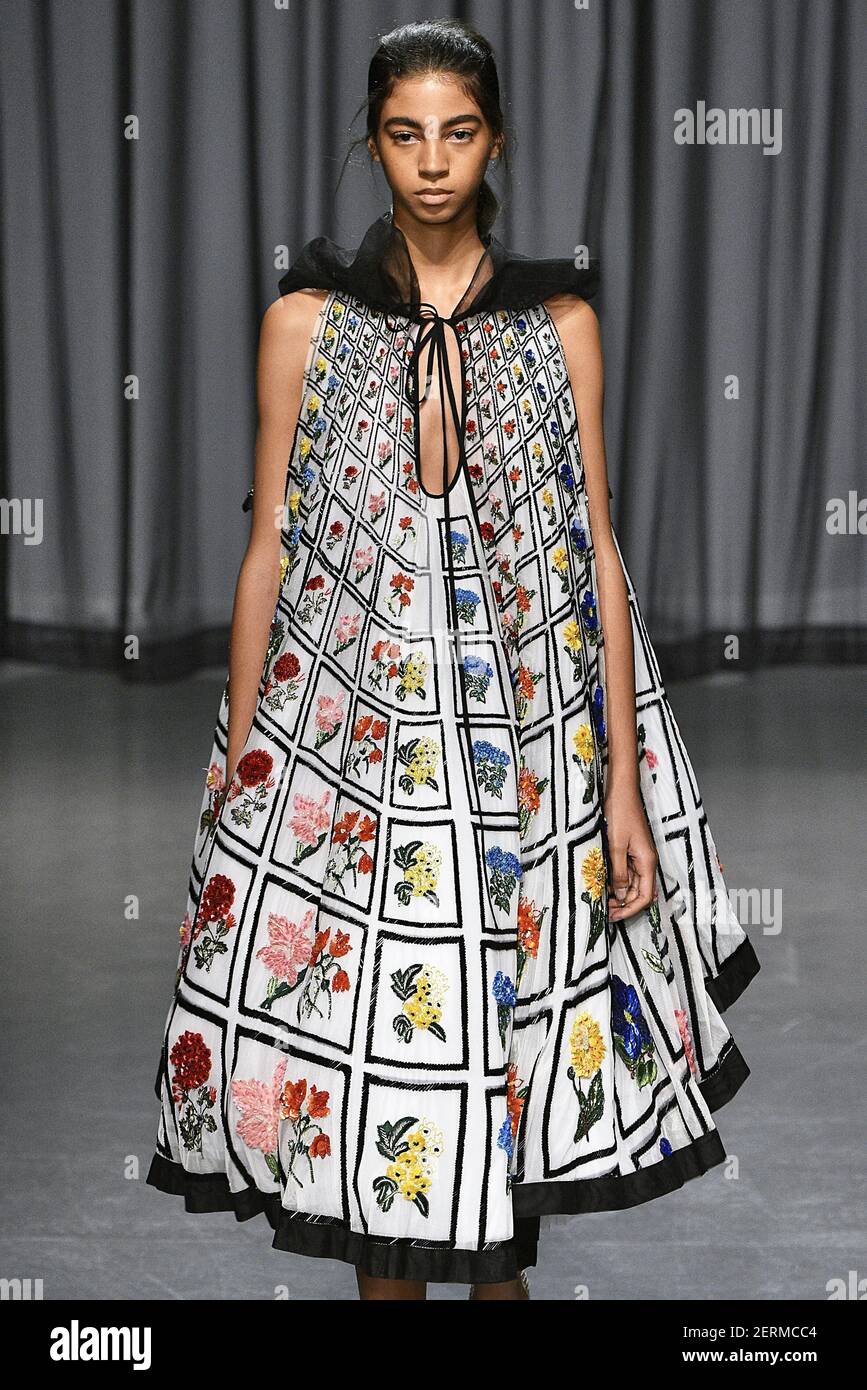 Model Rocio Marconi walks on the runway during the Mary Katrantzou ...