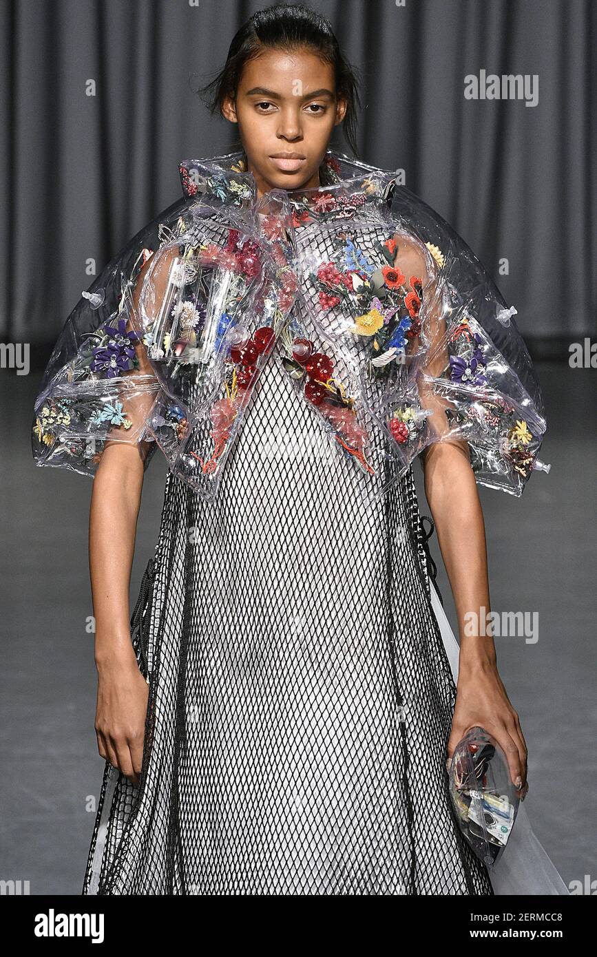 Model Alyssa Traore walks on the runway during the Mary Katrantzou ...