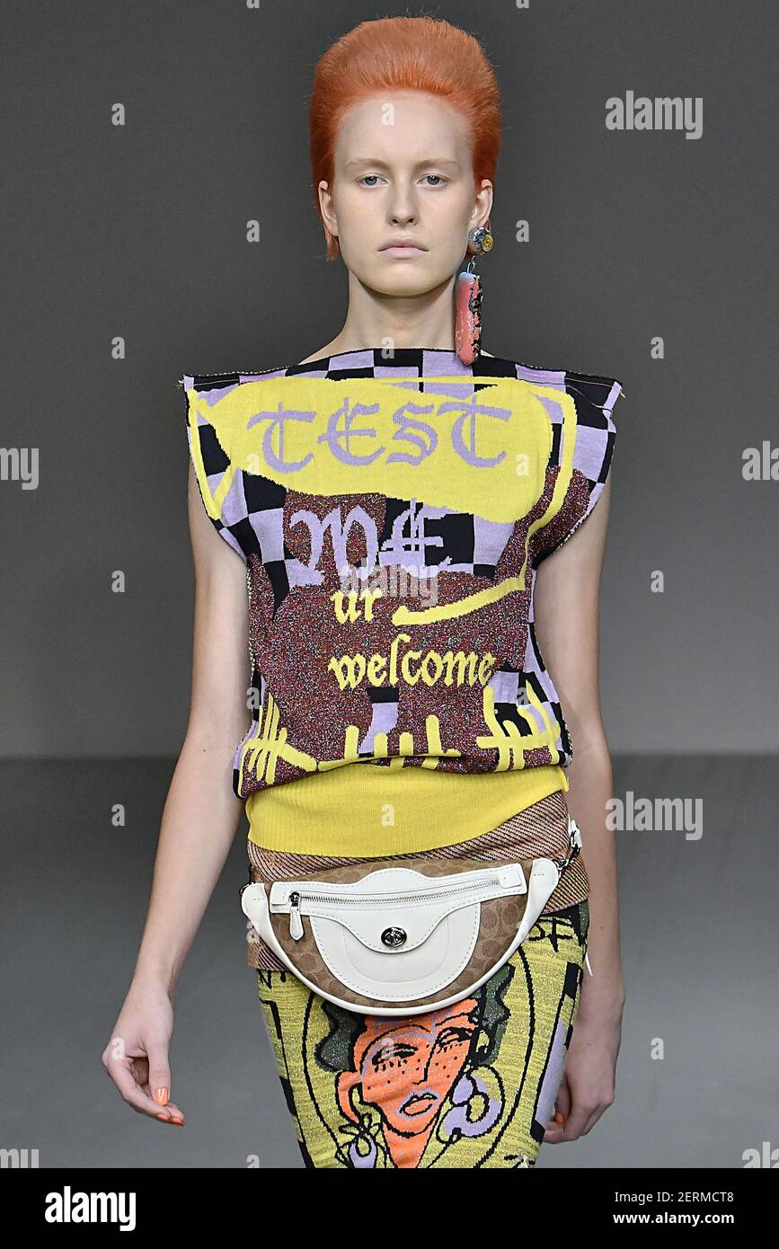 Model Rori Grenert walks on the runway during the Matty Bovan London ...