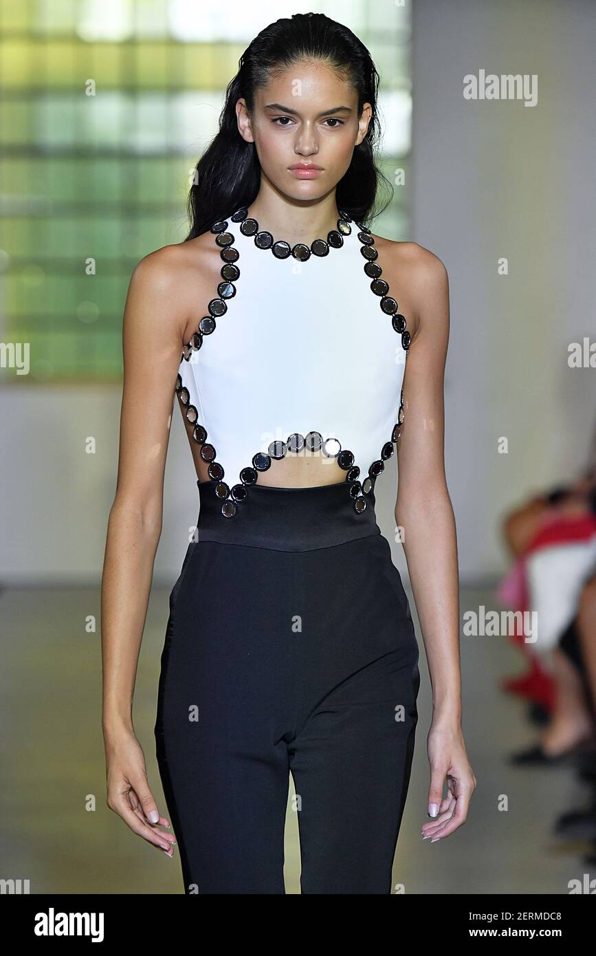 Model walks on the runway during the David Koma London Fashion Week ...