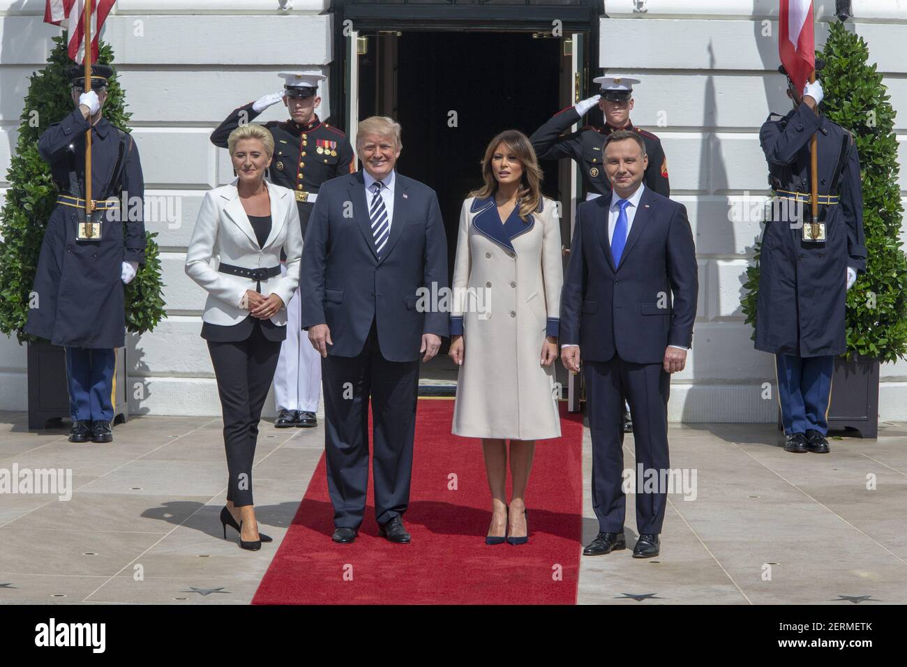 Mrs Kornhauser-Duda, U.S. President Donald Trump, First lady Melania ...