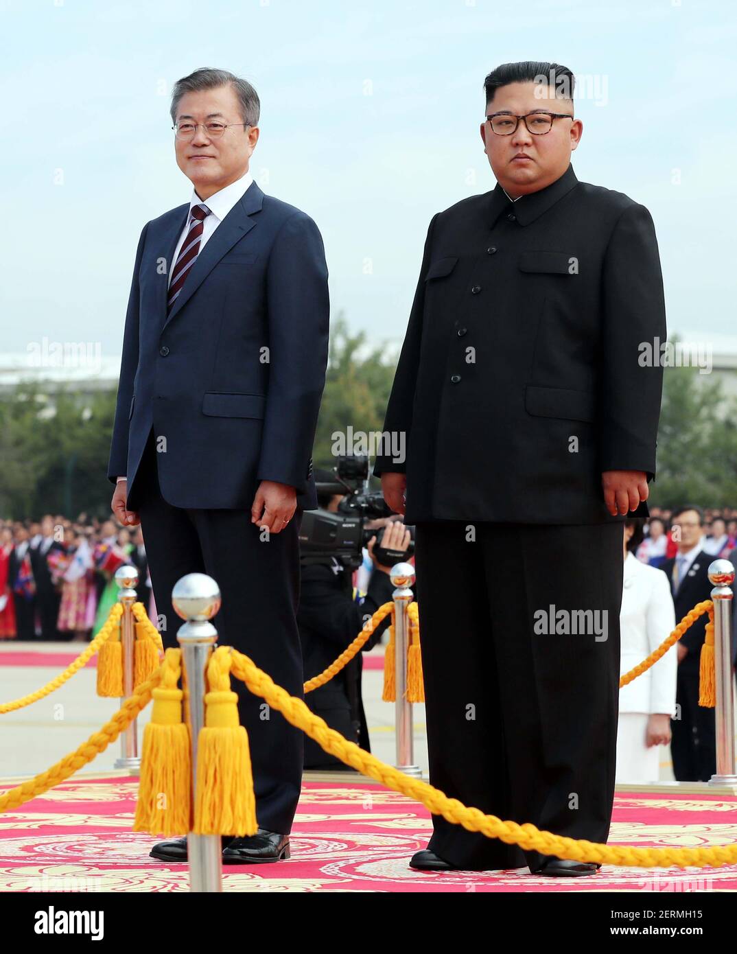 South Korean President Moon Jae In, his wife Kim Jung Sook, North ...