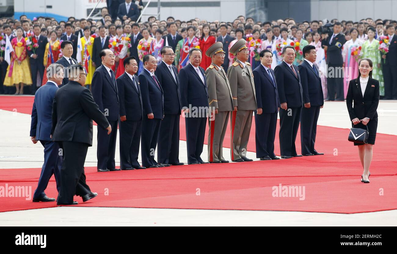 South Korean President Moon Jae In, his wife Kim Jung Sook, North ...