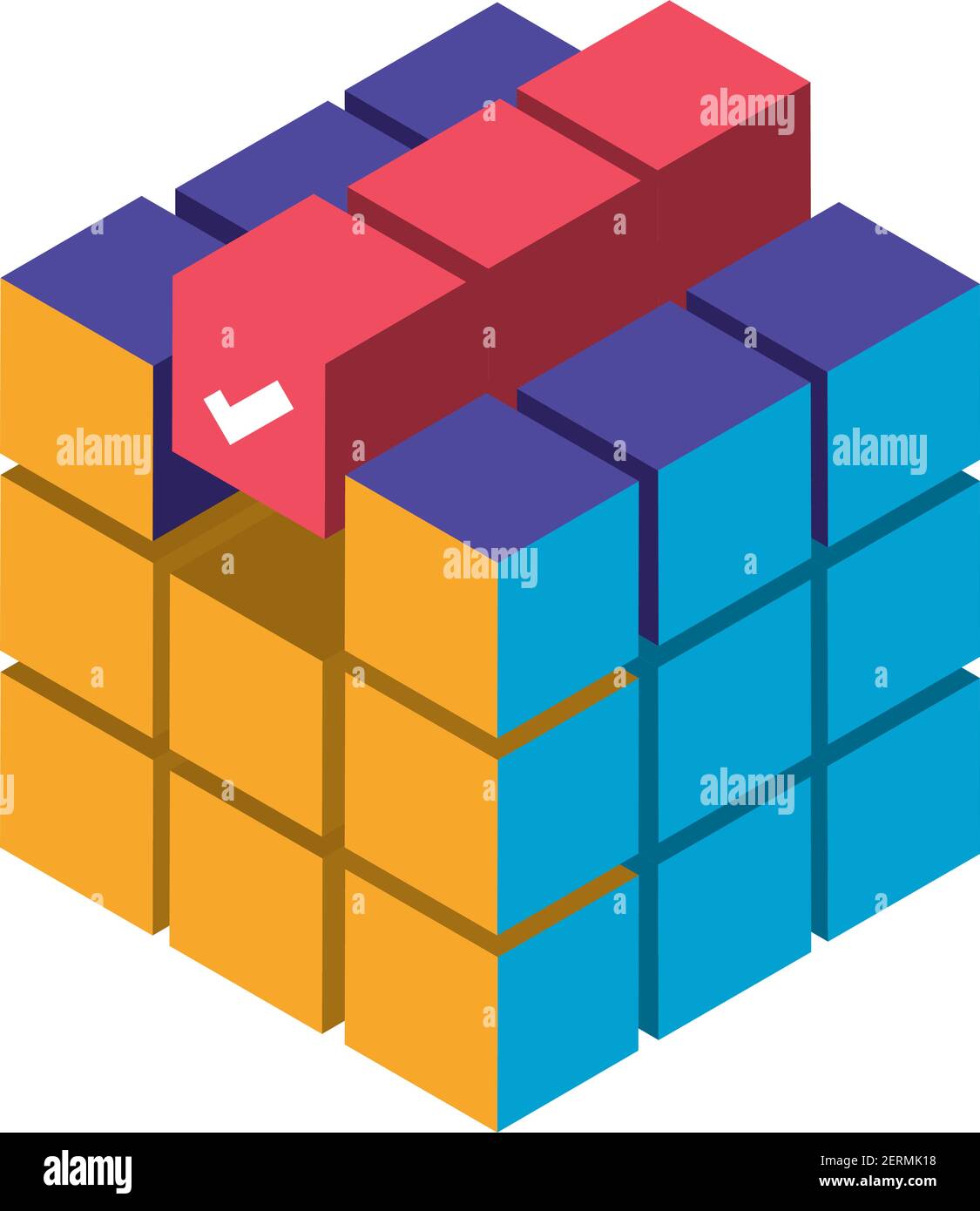 digital solutions cube process vector illustration isometric icon ...